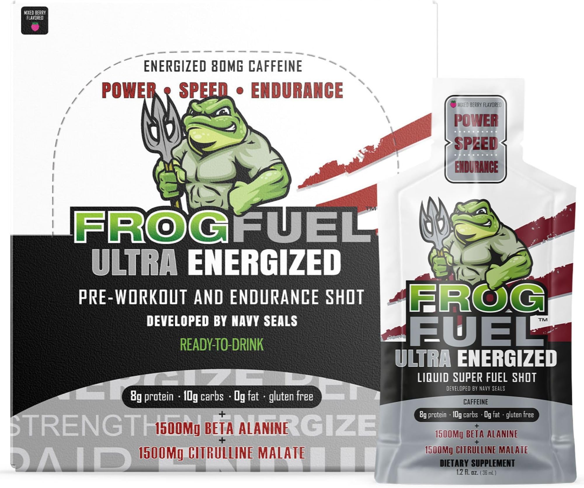 Amazon.com: Frog Fuel Ultra Energized Pre Workout Shot & Energy Gel ...
