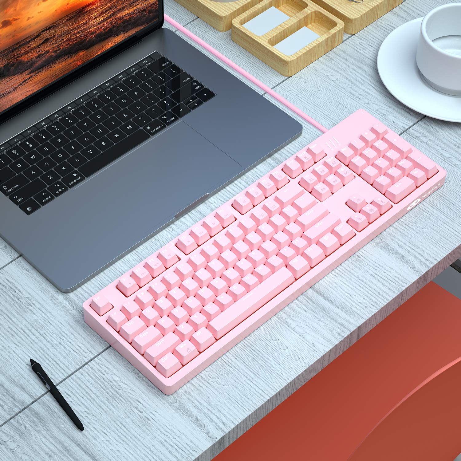 Buy Mechanical Pink Gaming Keyboard£¬Magegee MK-Armor LED Rainbow ...
