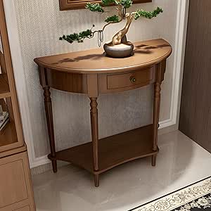 Amazon.com: ORNDSDM Solid Wood Half Moon Console Table with Drawer ...