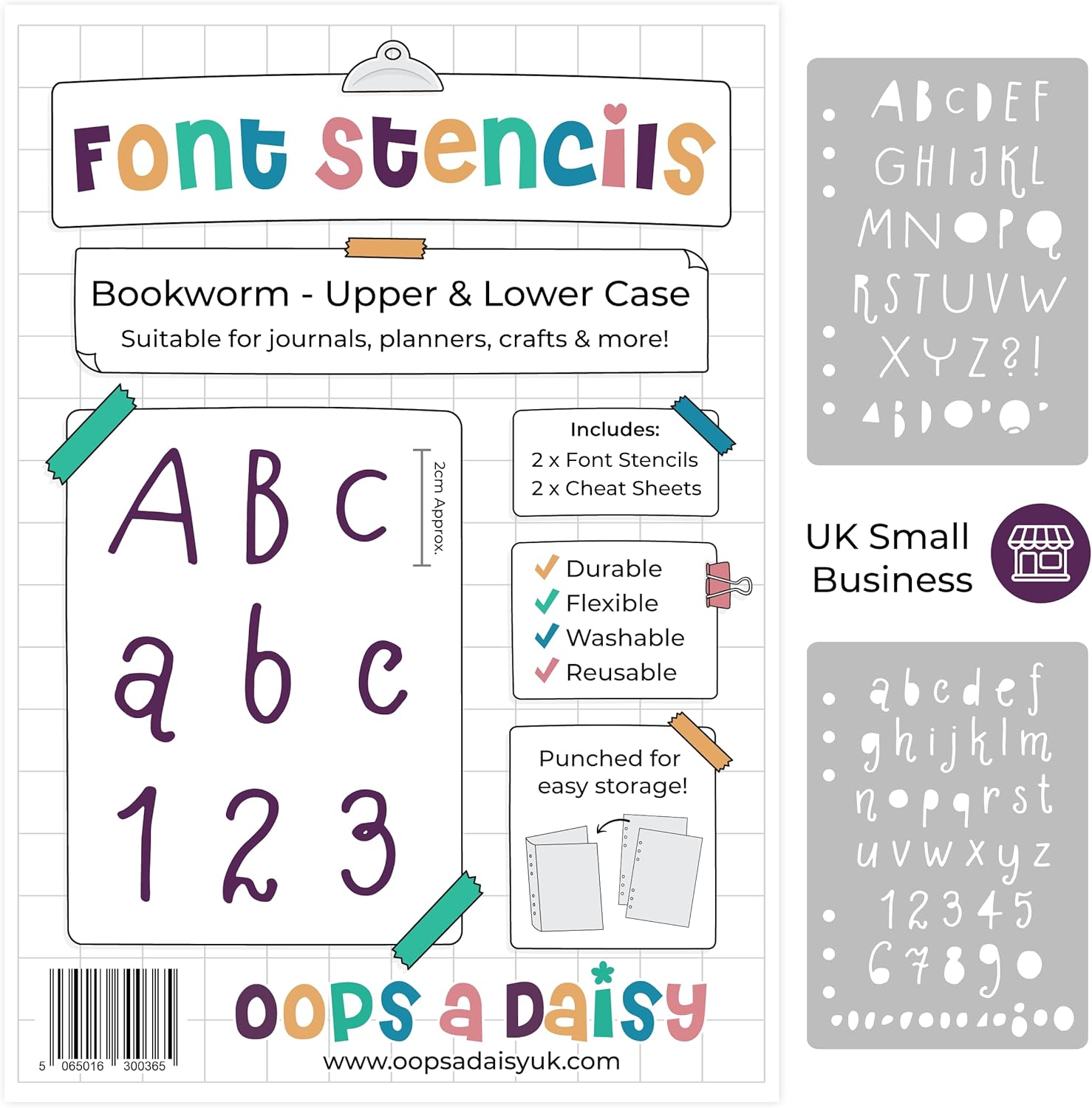 Lettering Font Stencil (Bookworm Handwritten Font - 20mm Tall) - Upper ...