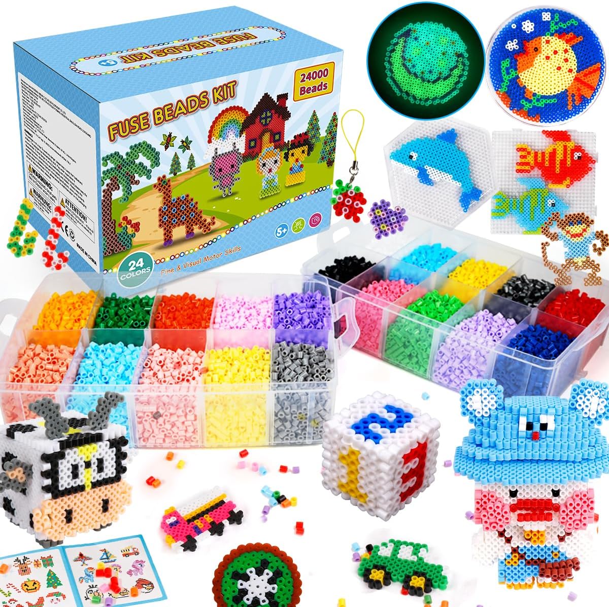 Amazon.com: Fuse Beads Kit - 48 Colors 5mm Fuse Beads Set with ...