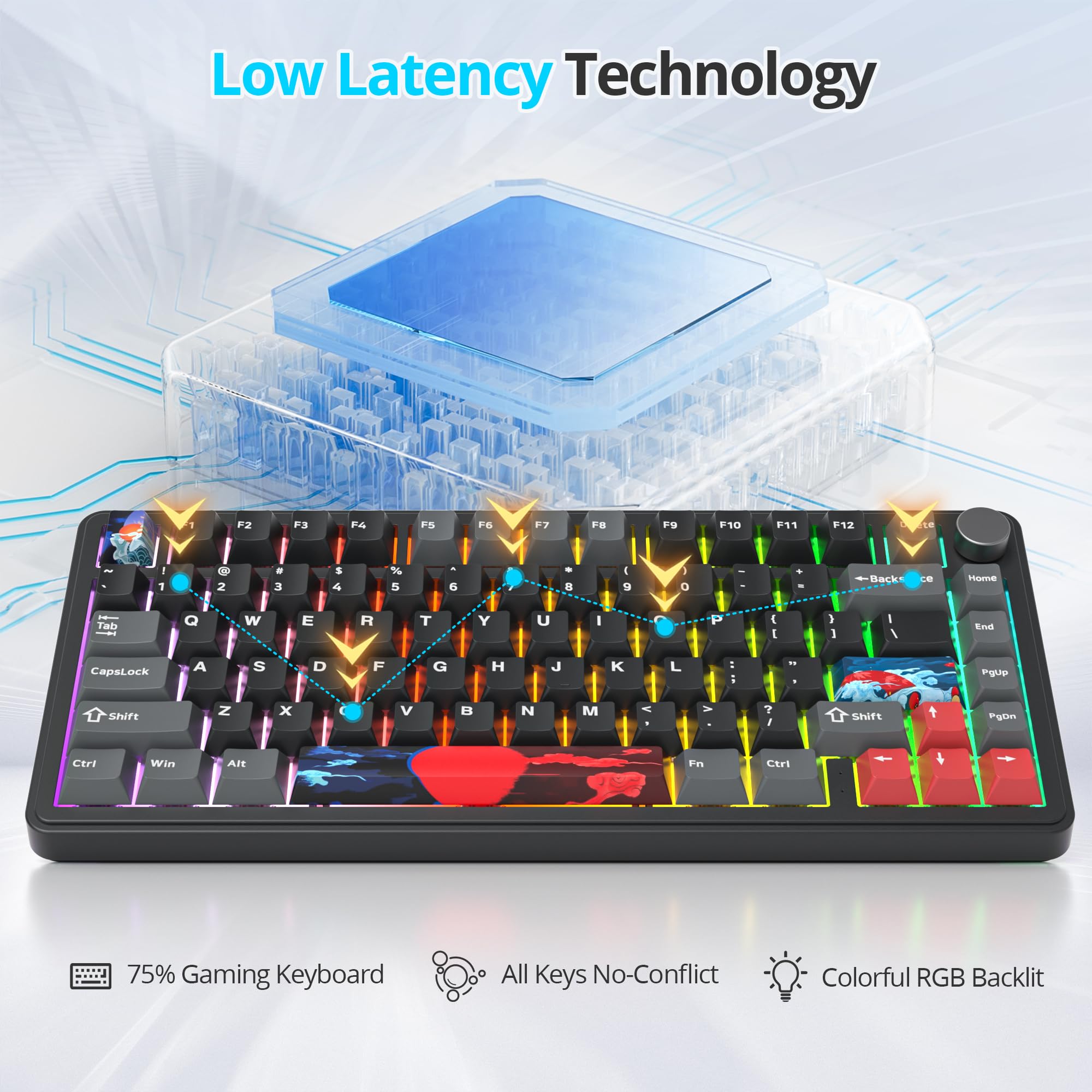 Snapklik.com : M75 Wireless Creamy 75% Mechanical Gaming Keyboard, Hot ...