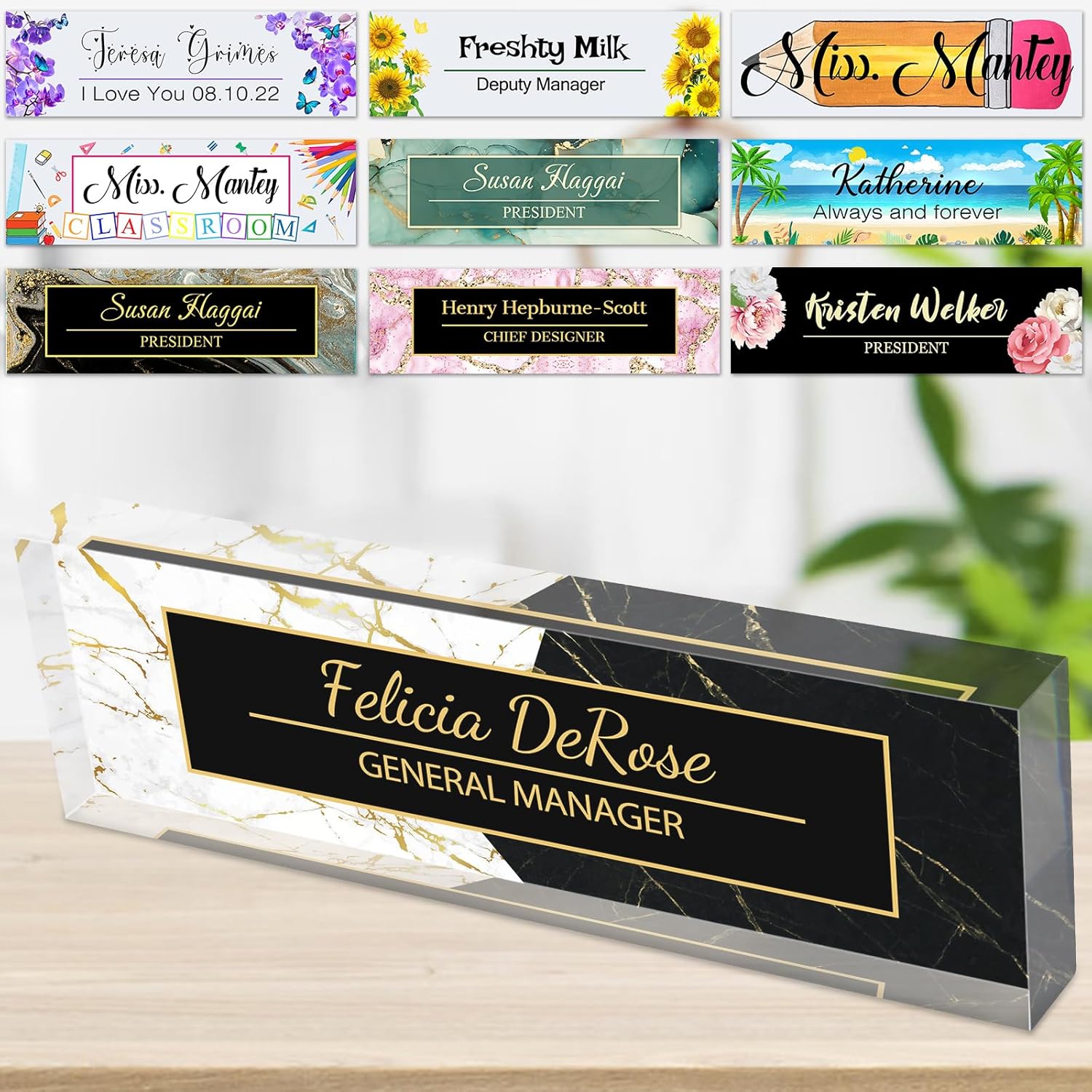 Amazon.com: Acrylic Name Plate for Office Desk Personalized Custom ...