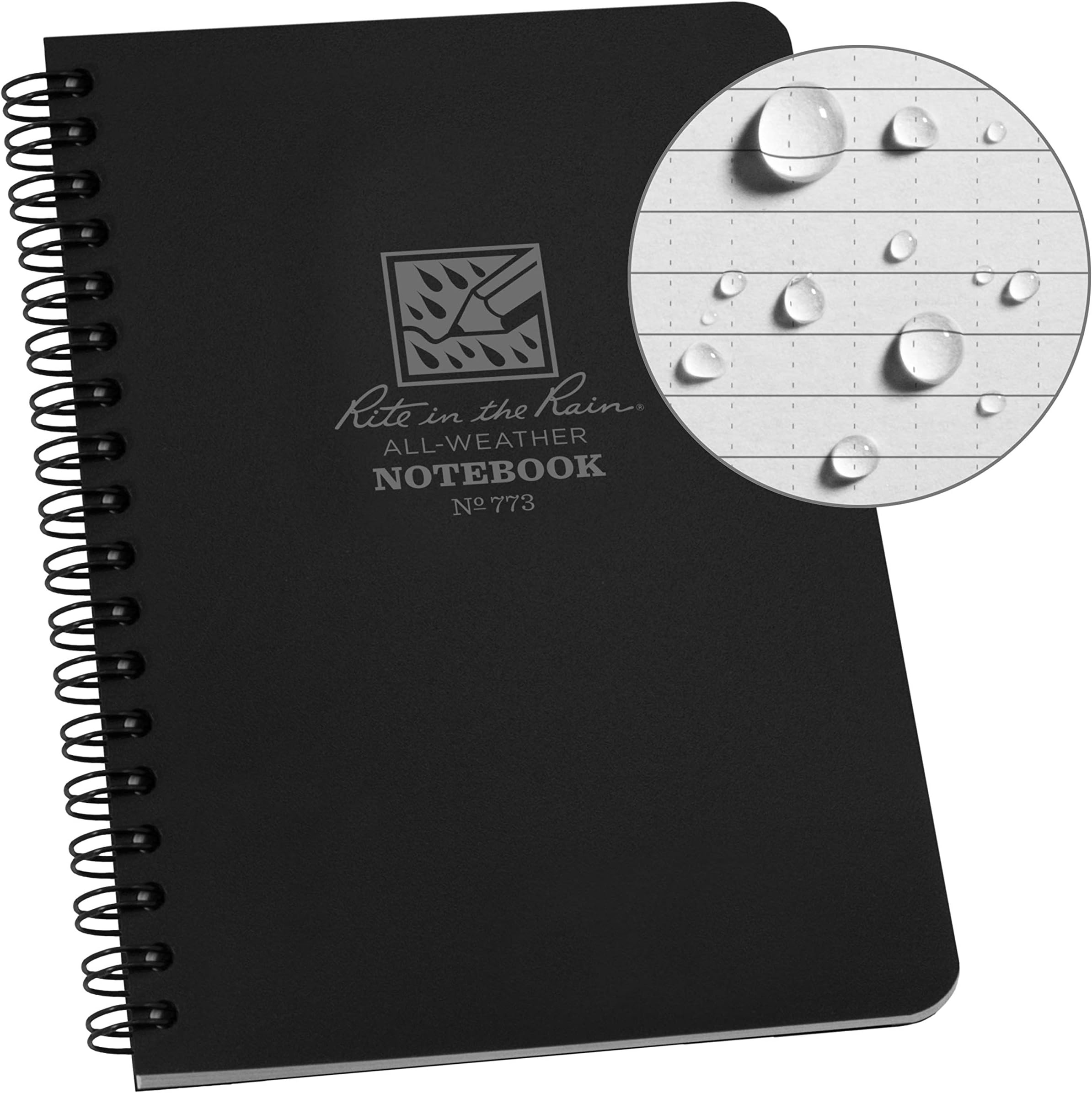 Rite in the Rain All-Weather Side-Spiral Notebook, 4 5/8" x 7", Black ...