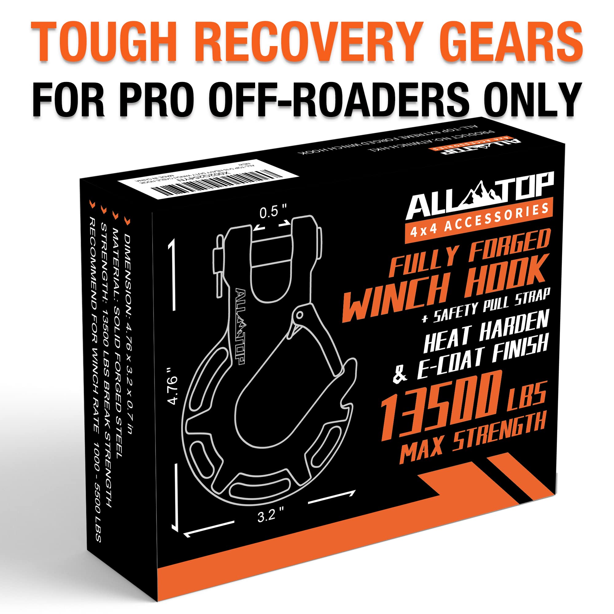 ALL-TOP Forged Steel Winch Hook, 5/16in - 6 Ton 13500 LBS, Winch Cable ...