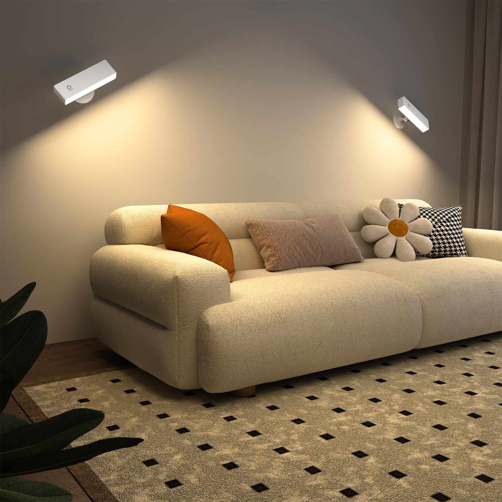 Honalia Wall Mounted Lights for Bedroom, Rechargeable Magnetic Wall Lamp, Wireless LED Wall ...