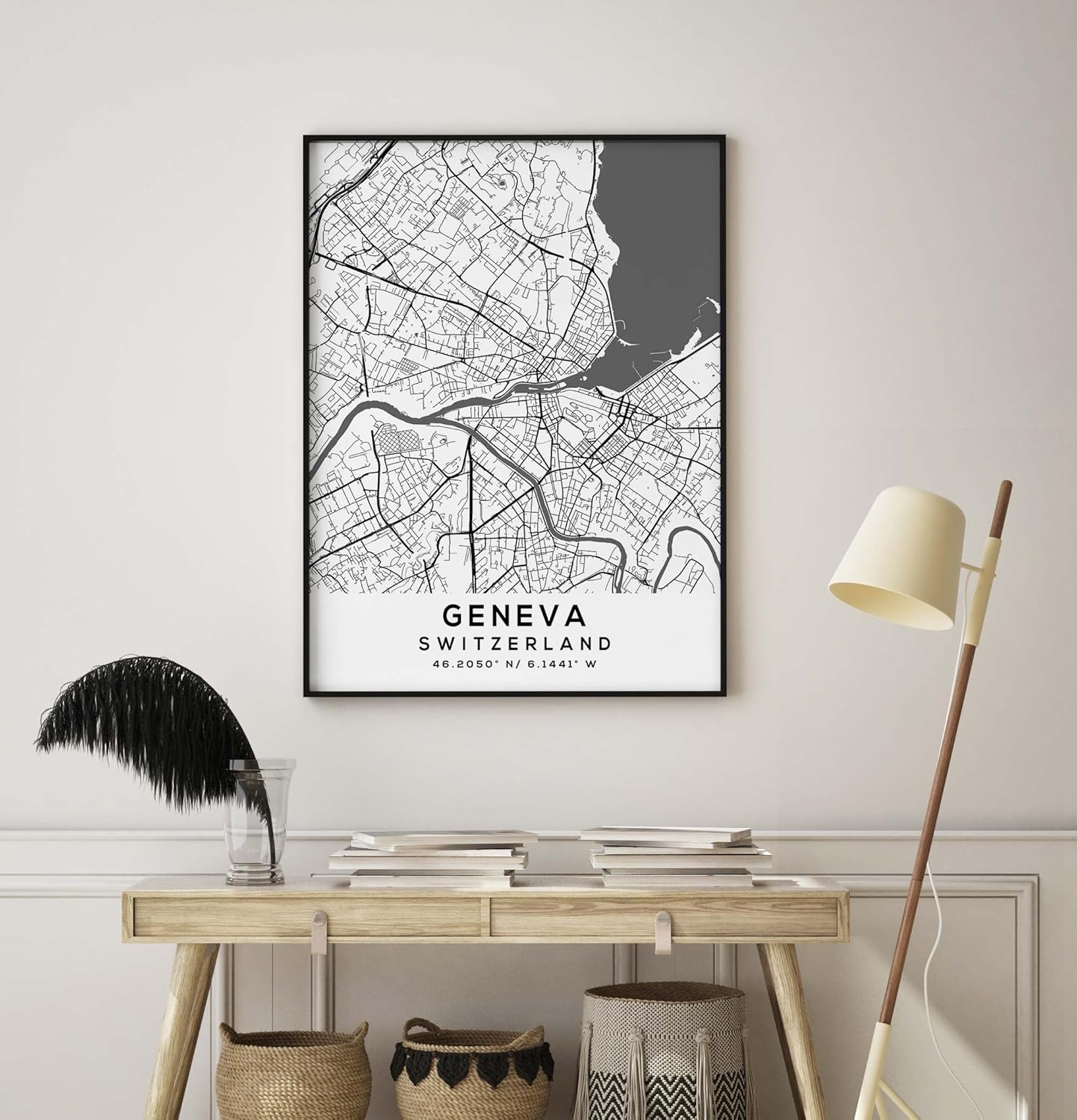 Mapa de Ginebra, Suiza, Light 2 (16×20) – Yaxa Colombia