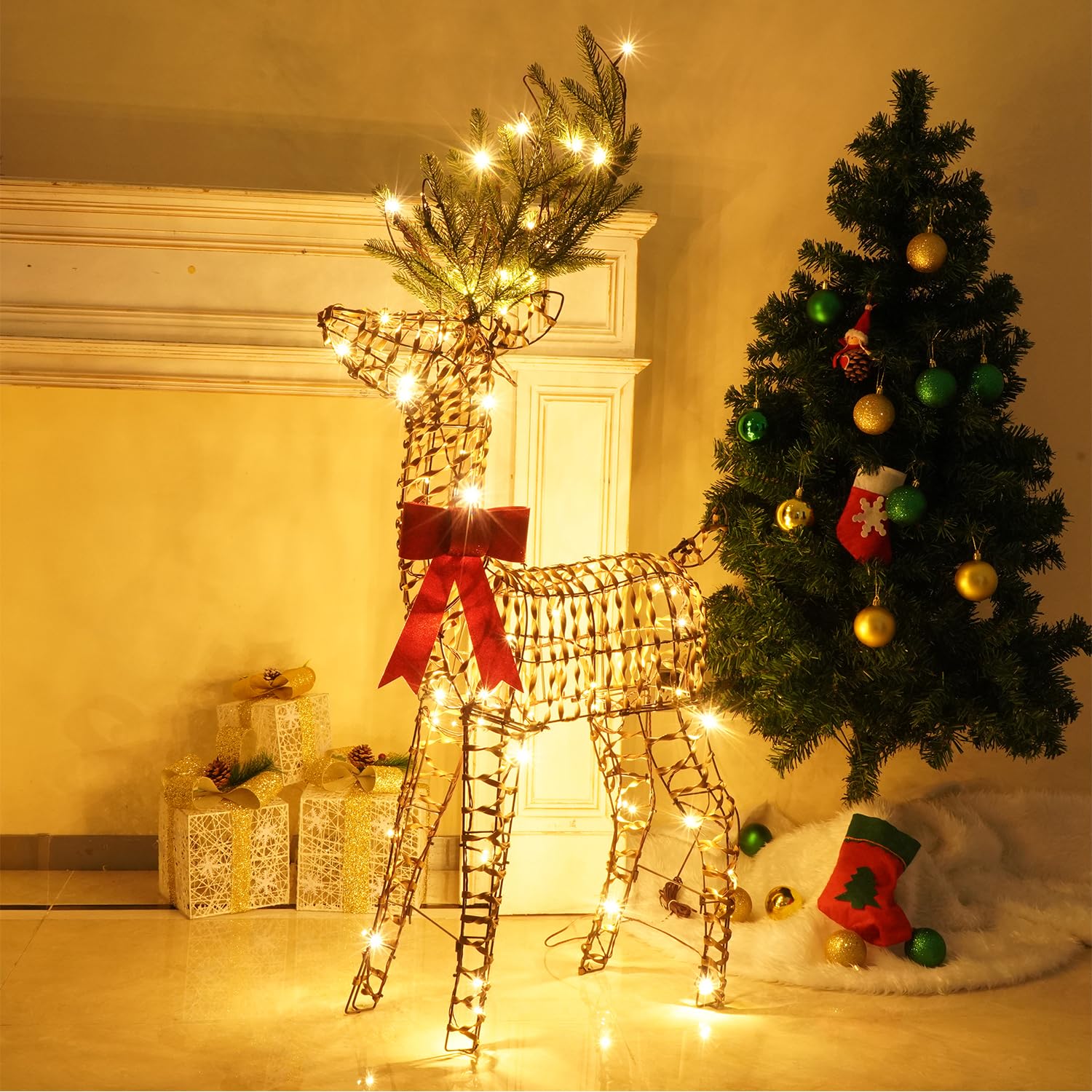 Amazon.com: LightsUp Christmas Reindeer Outdoor, Light up Reindeer ...