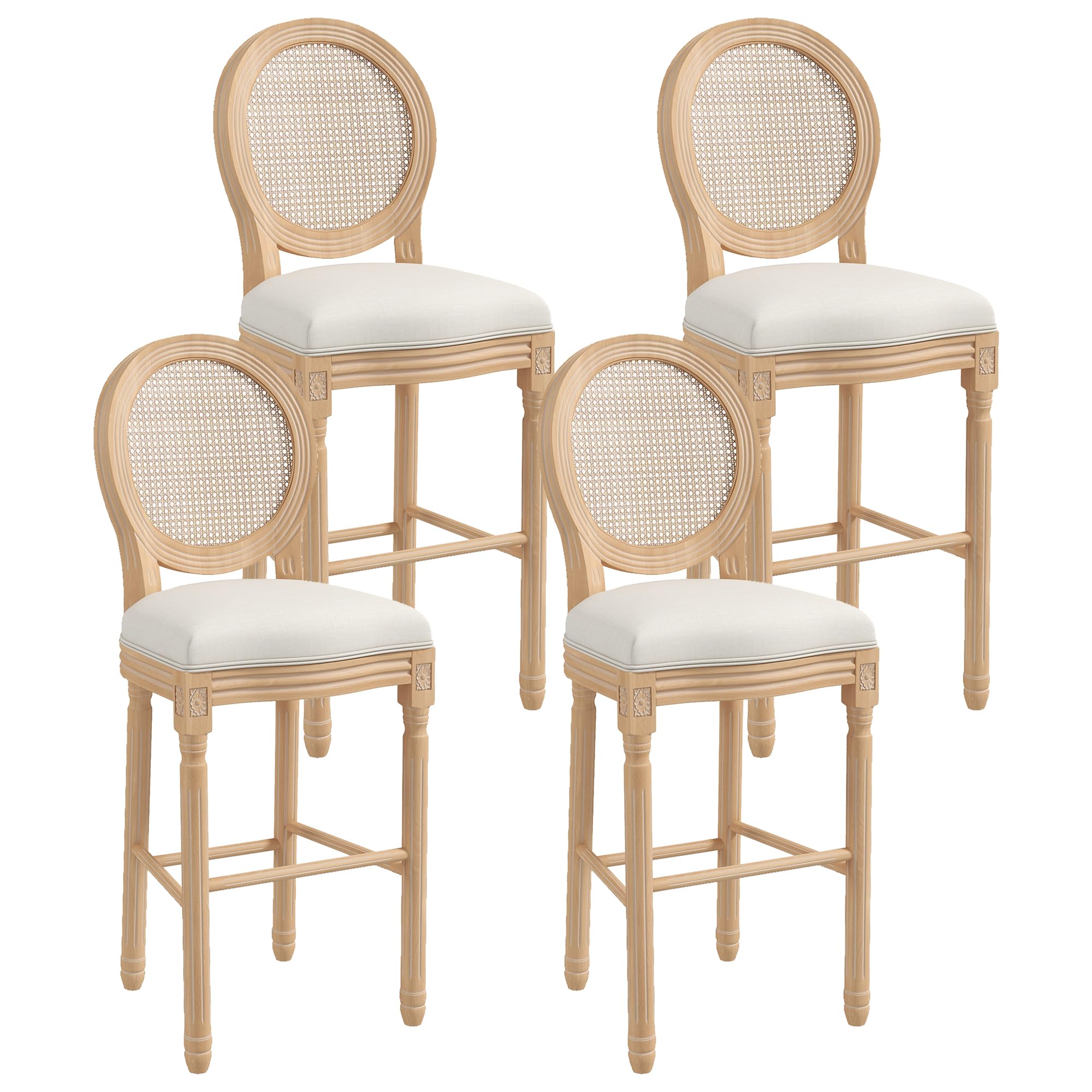 Amazon.com: civama French Country Bar Stool Set of 4, Tall Wooden ...