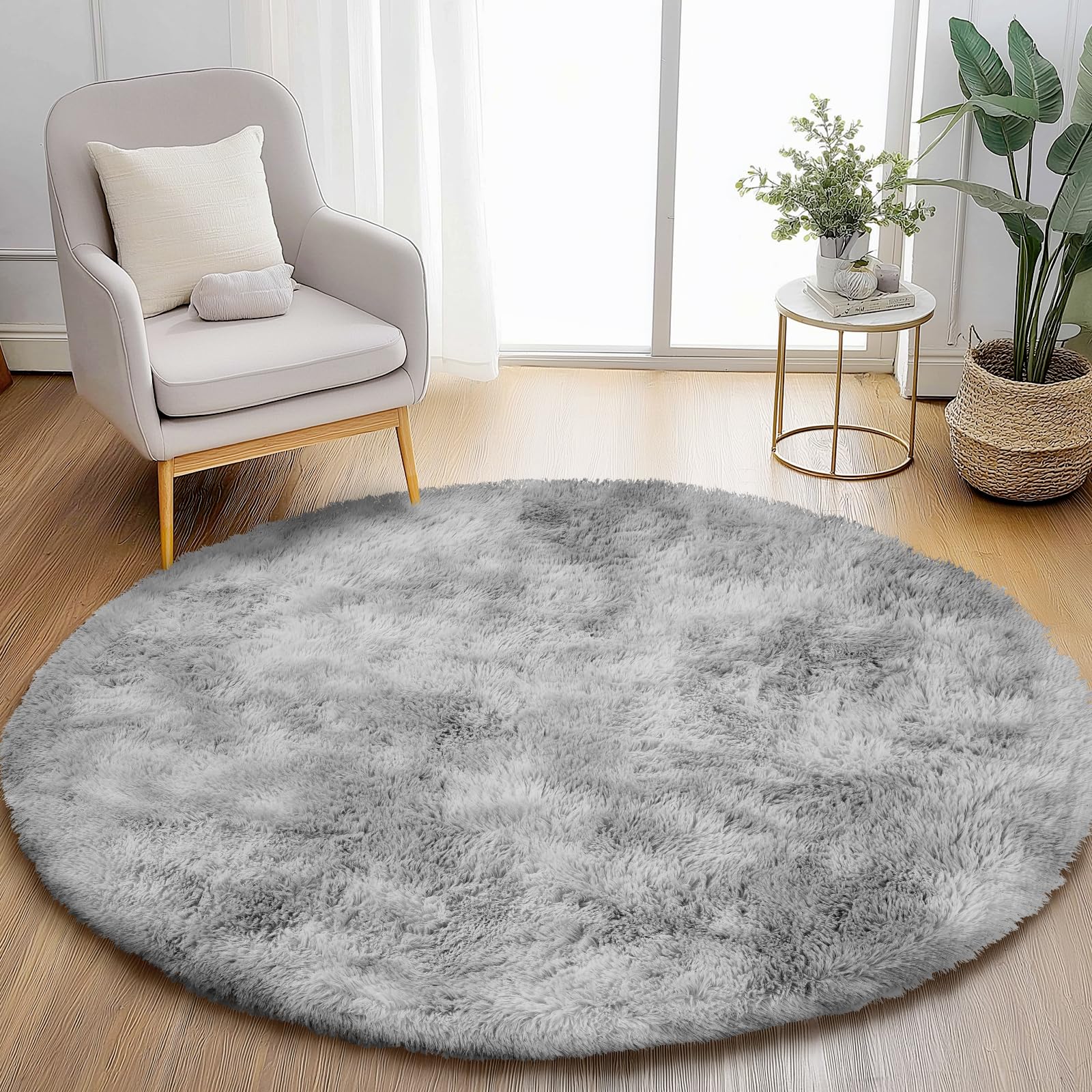 Amazon.com: Puremy Round Rug for Bedroom, 4x4 Fluffy Circle Area Rugs ...
