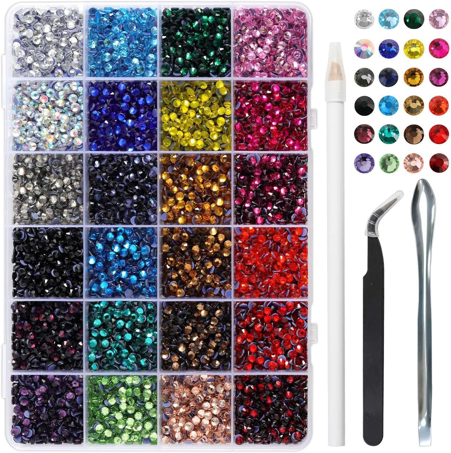 Amazon.com: BEADSLAND Hotfix Rhinestones Mixed 24 Colors, SS16 ...