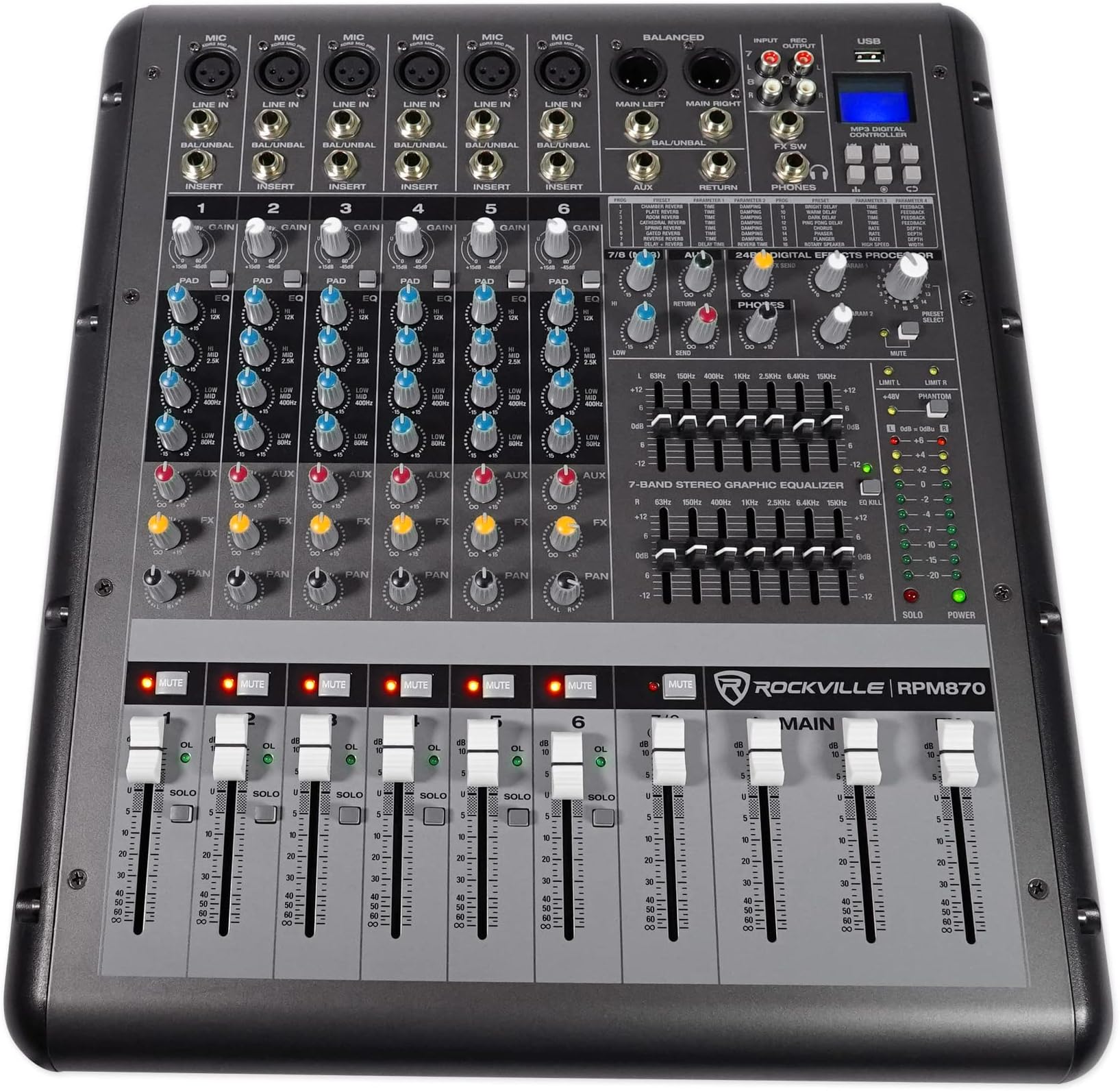 Amazon.com: GTD Audio 8 Channel Professional Audio Powered Mixer Power ...