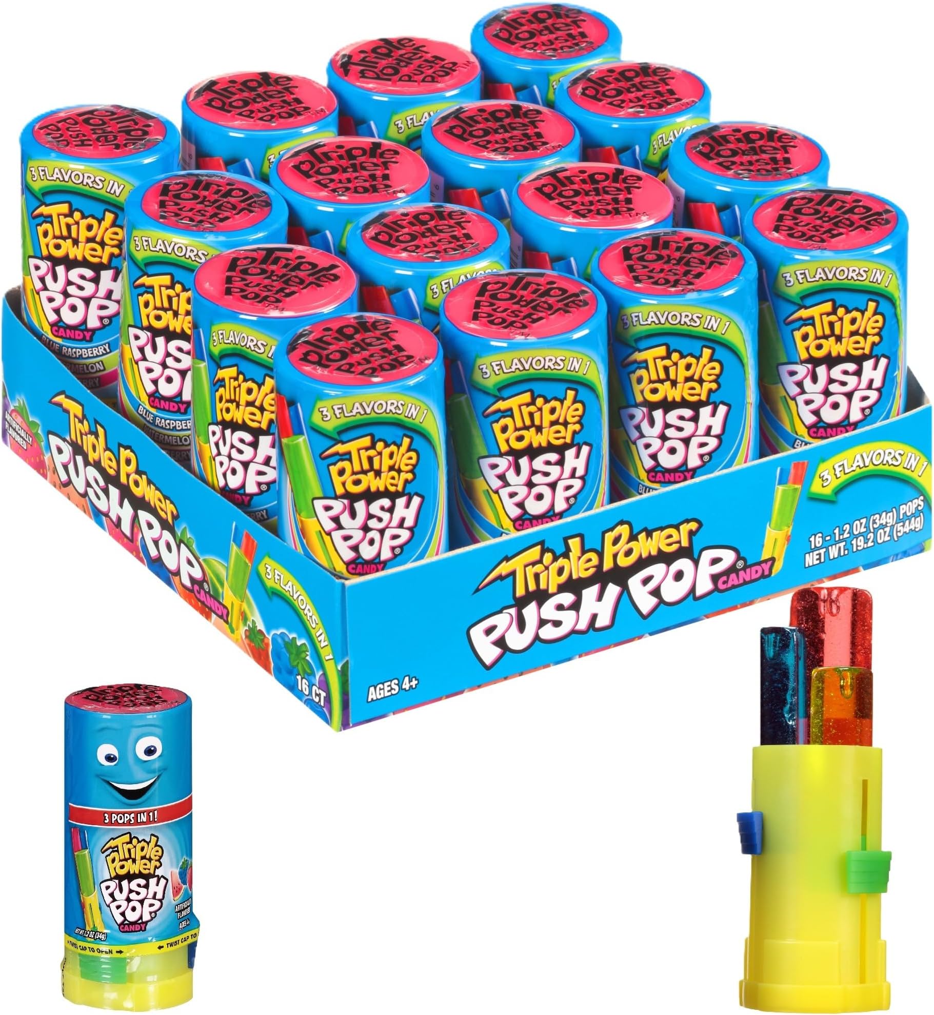 Amazon.com: Push Pop Triple Power Three-in-One Individually Wrapped ...