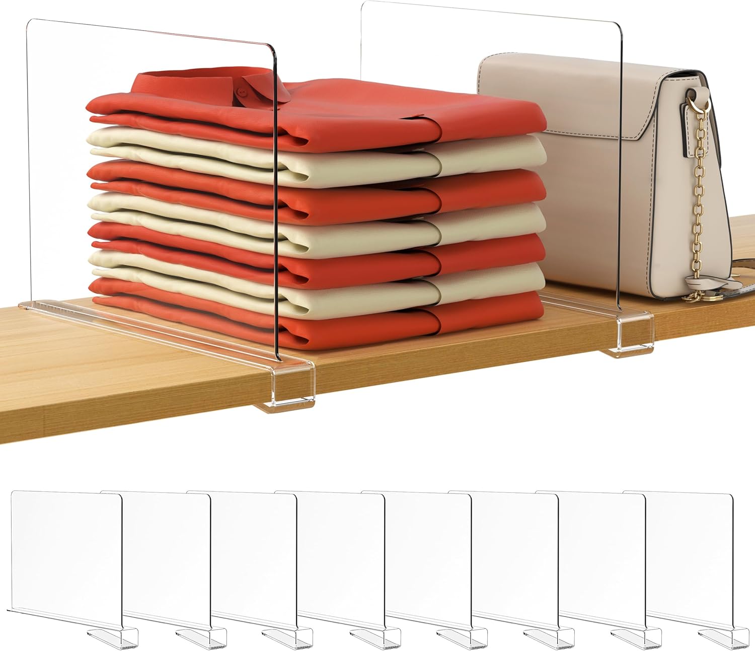 Amazon.com: HBlife 8 Pack Clear Shelf Dividers, Vertical Purse ...