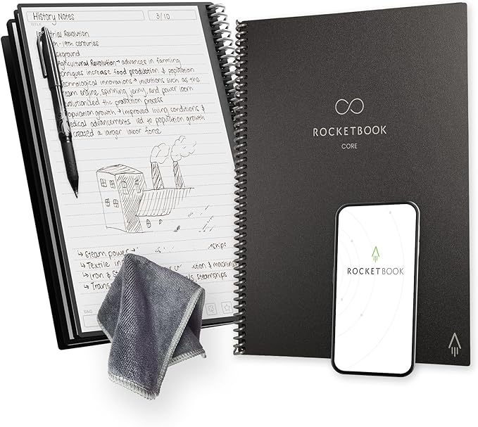 Rocketbook Core Reusable Smart Notebook | Innovative, Eco-Friendly ...