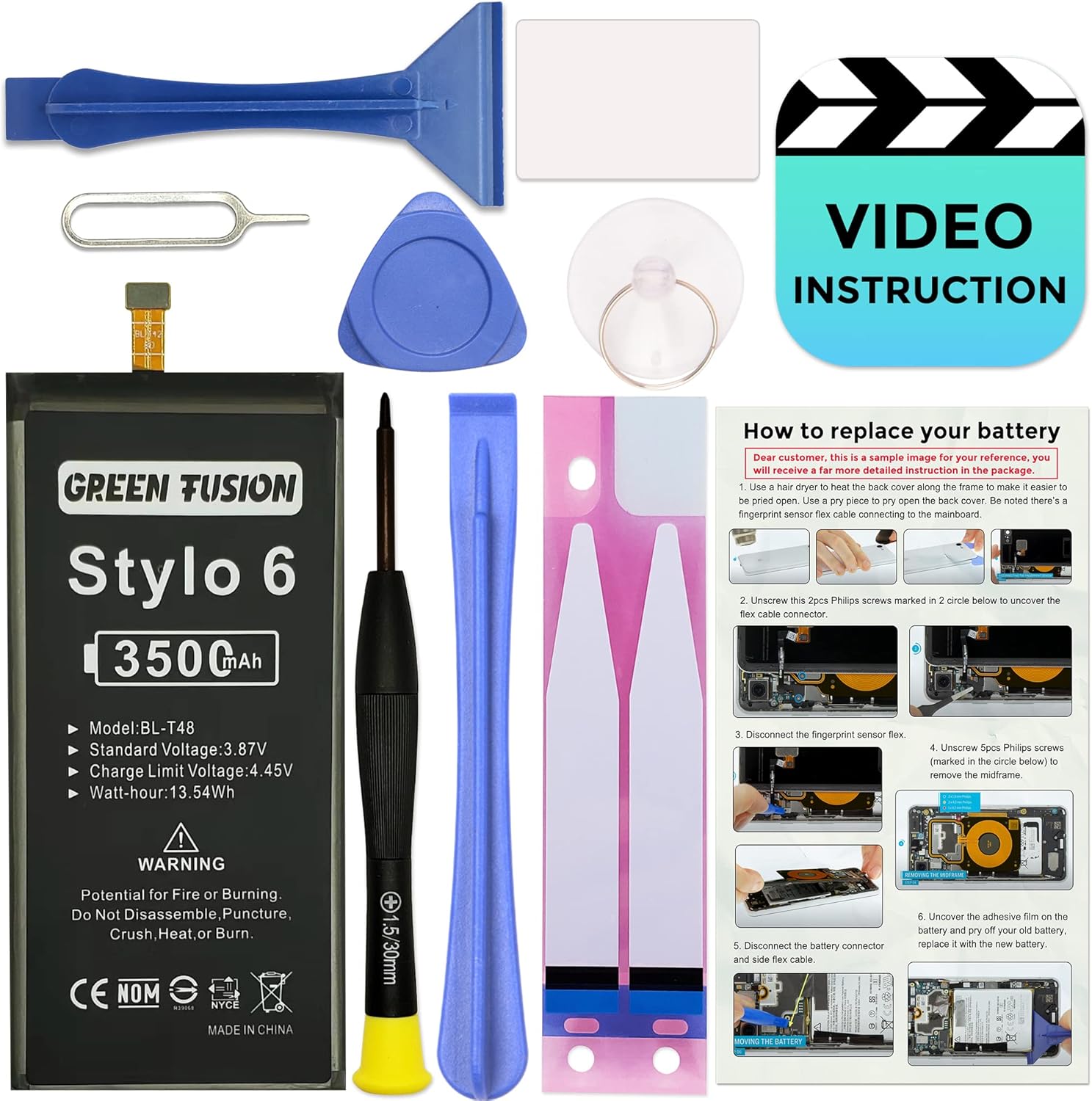 Amazon.com: GREEN FUSION Only for LG Stylo 6 Battery Replacement, with ...