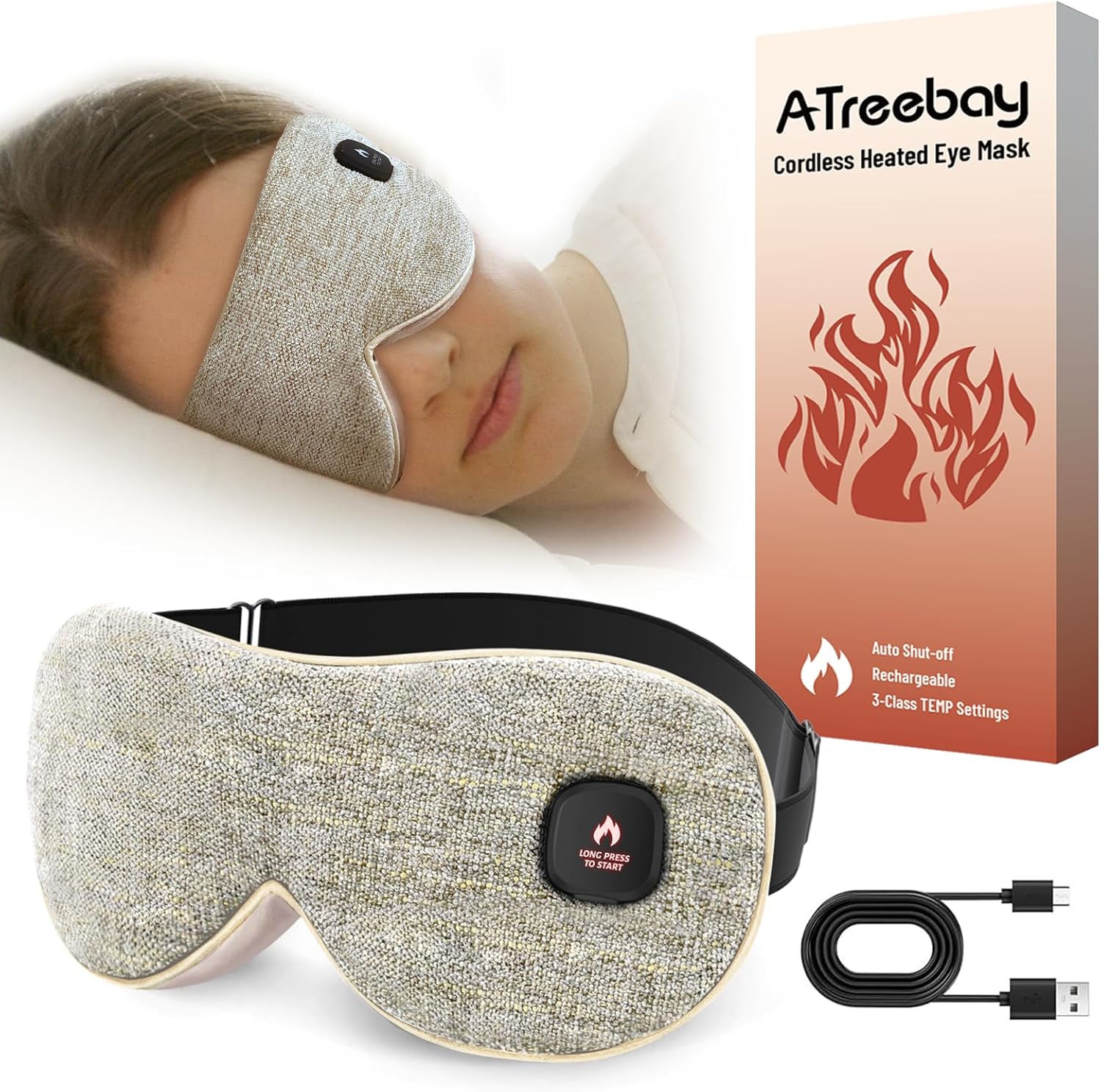 Amazon.com: ATreebay Cordless Heated Eye Mask for Dry Eyes, Eye Mask ...