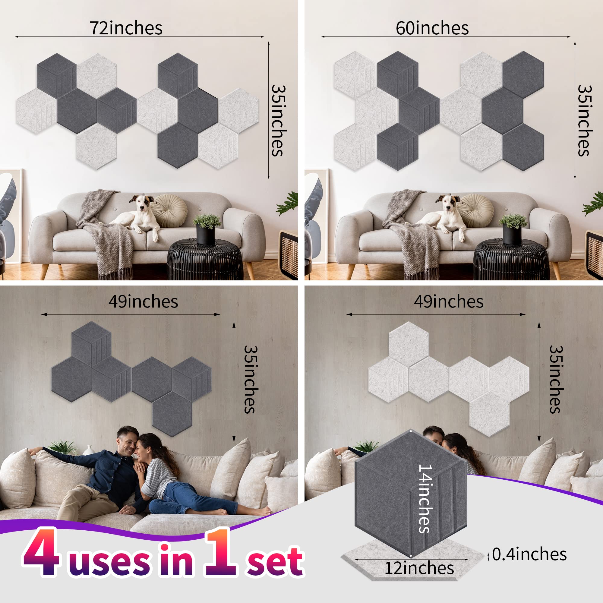 Snapklik.com : Mollywell Hexagon Acoustic Panels, Carved Patterns ...