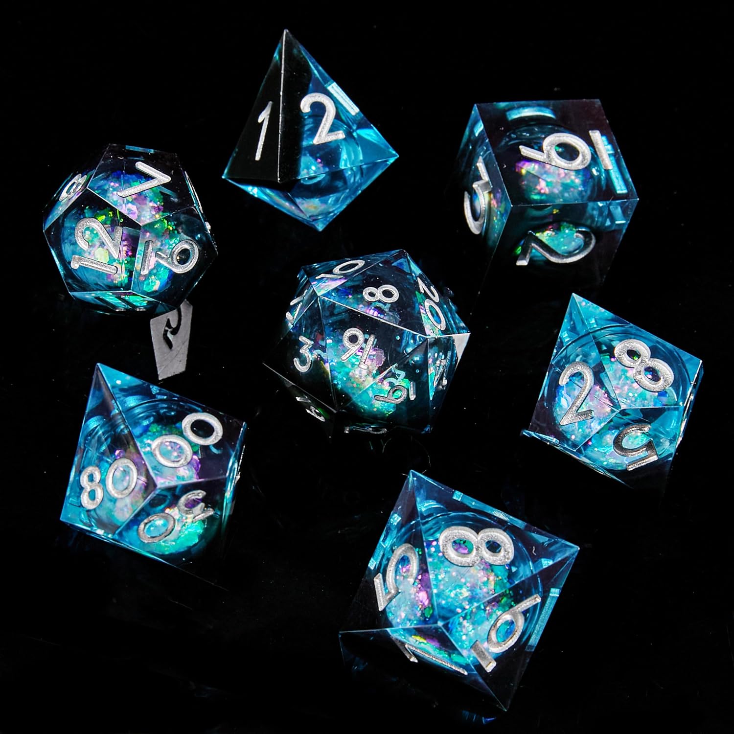 Amazon.com: FugaCity DND Dice Set,Liquid Core Handmade Sharp Edge 7 ...