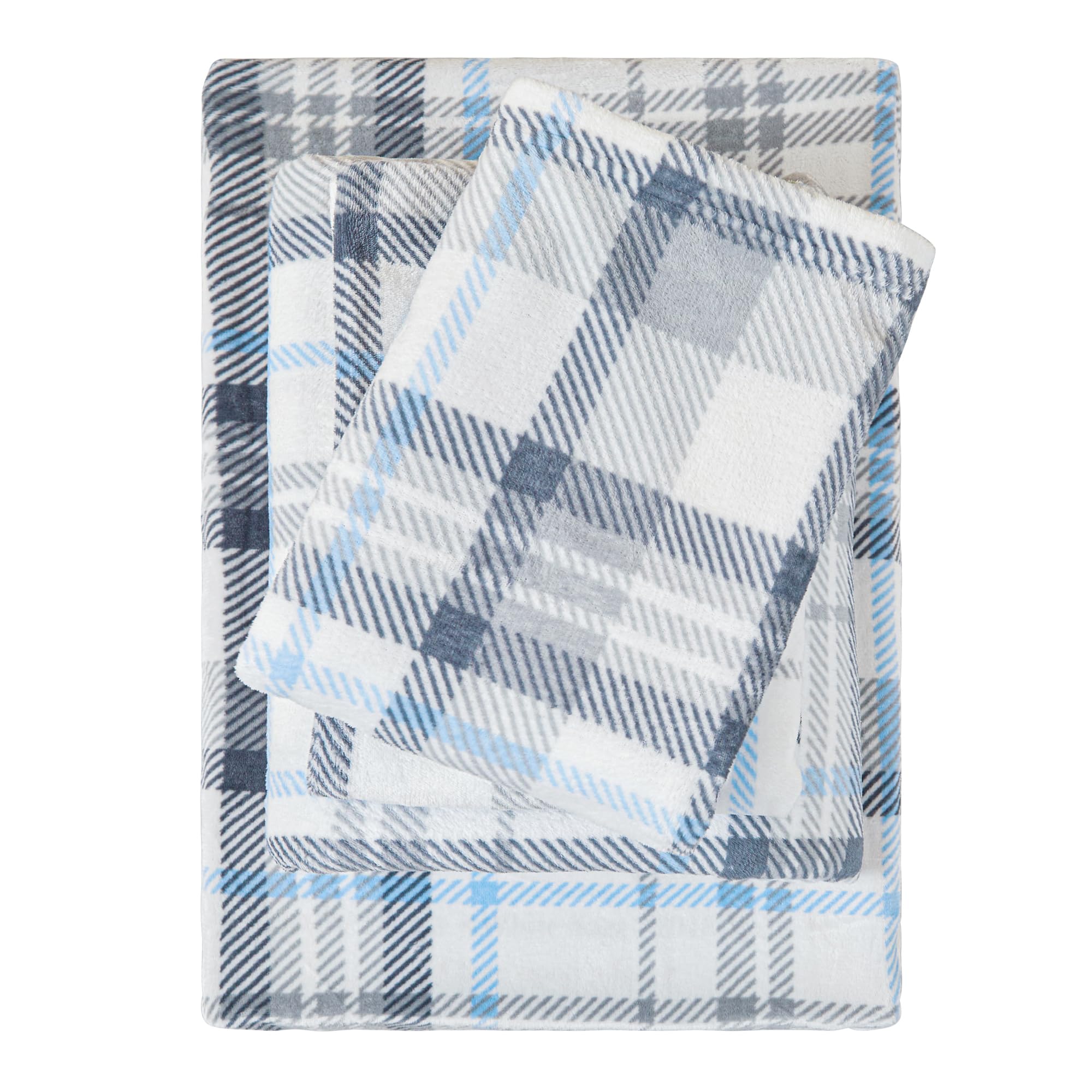 Amazon.com: Viviland Plush Micro Fleece Queen Bed Sheet Set - Soft ...