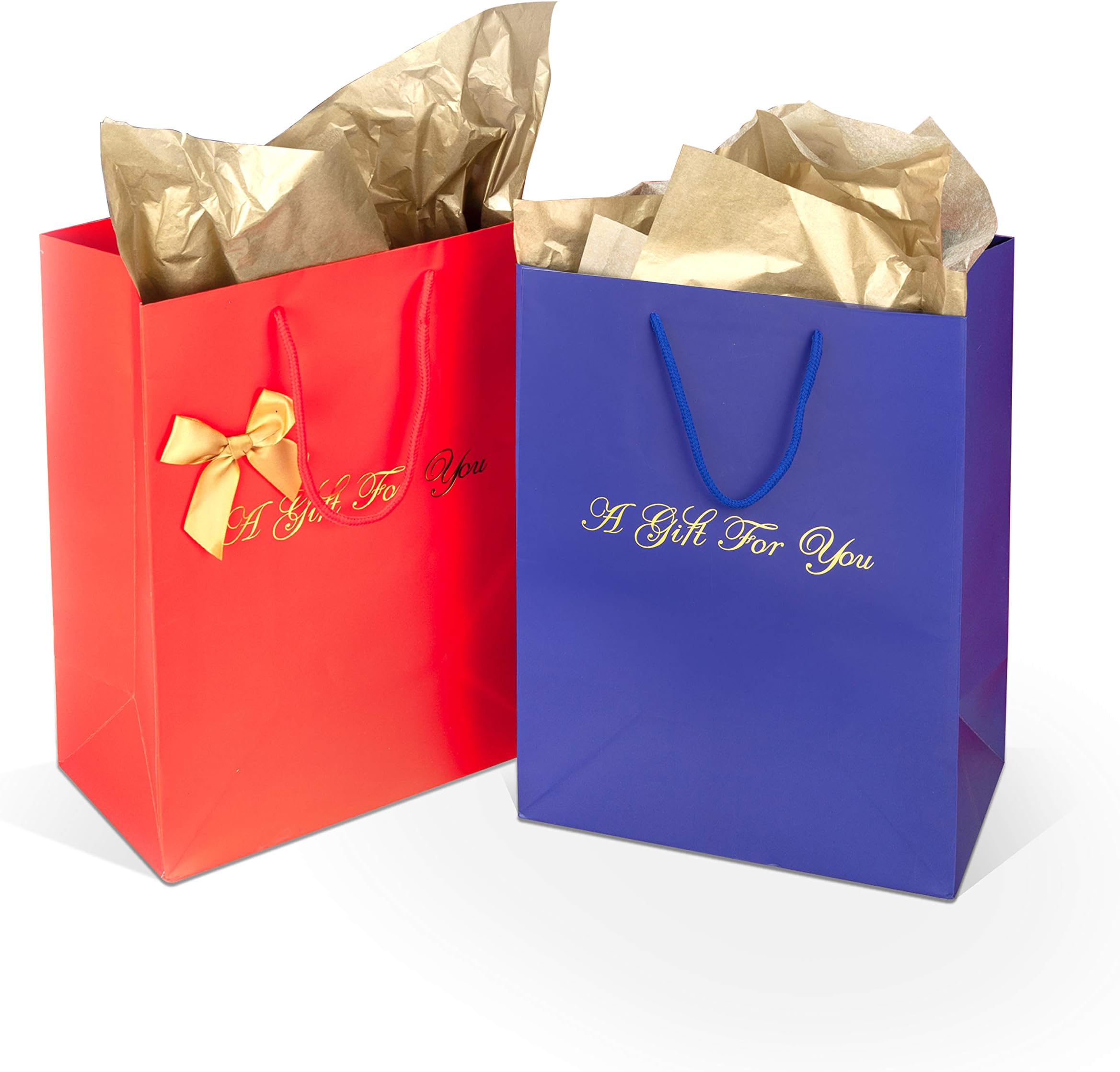 Amazon.com: Elite Finds Pack of 8 Gift Bags Medium Size with Bows Gold ...