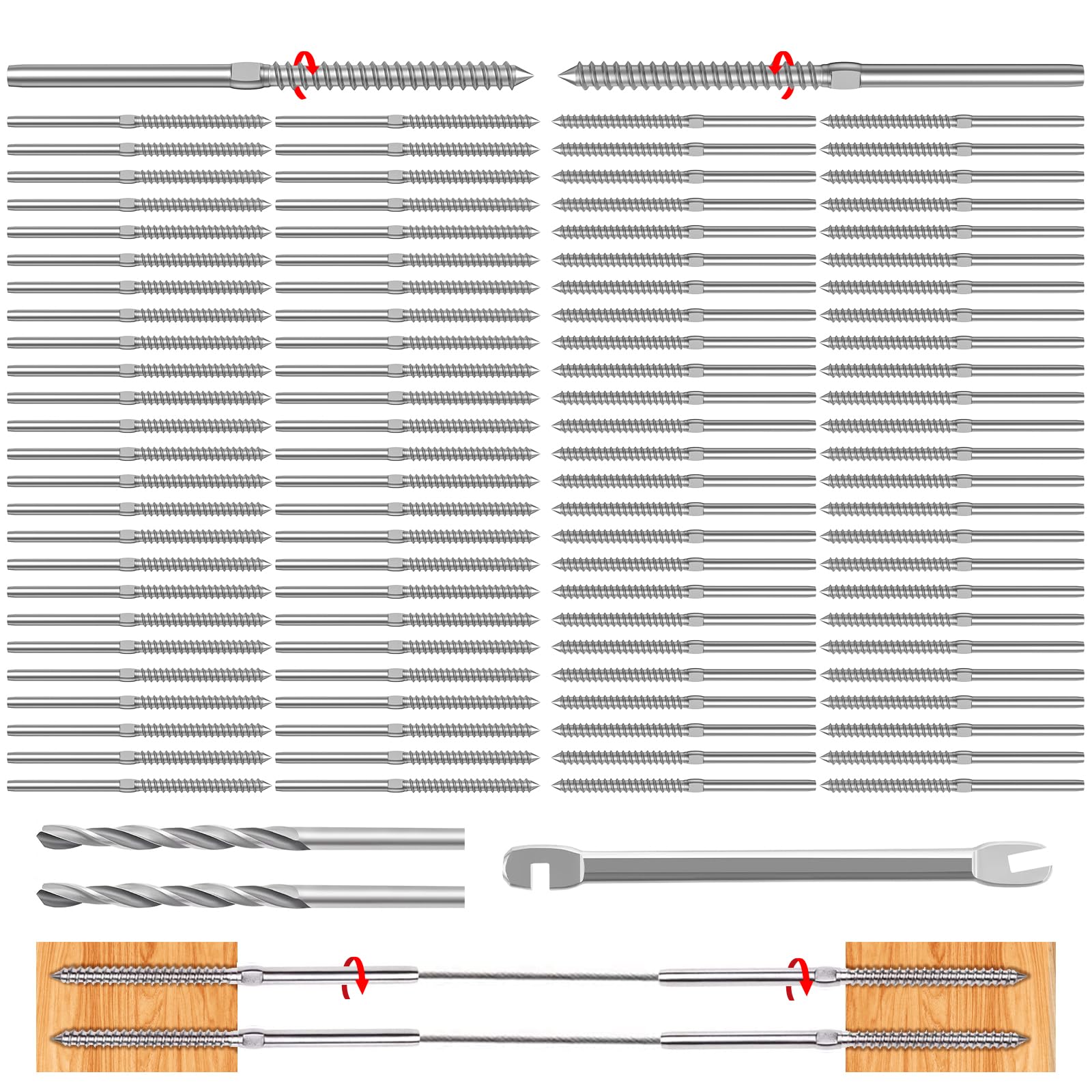 Snapklik.com : BLIKA 100 Packs T316 Stainless Steel 1/8 Right&Left ...