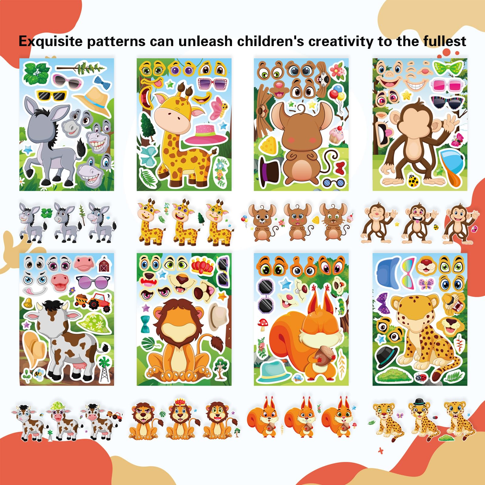 Snapklik.com : 24 Sheets Animal Stickers For Kids Toddler, Jungle ...