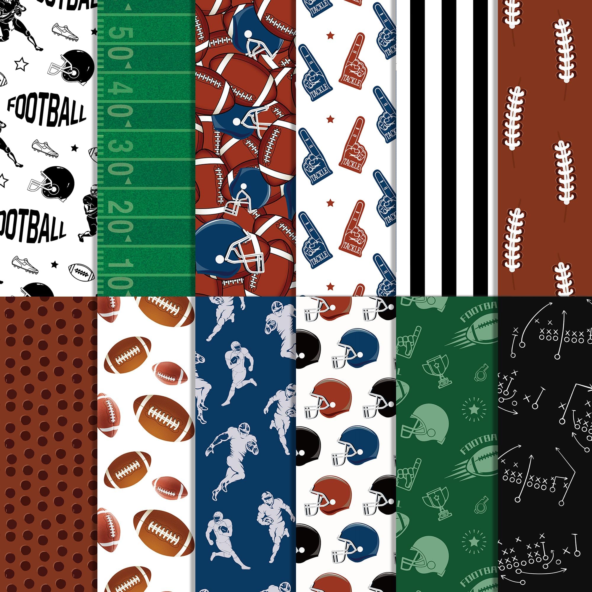 Amazon.com : 24pcs Football Pattern Paper 12'' x 12'' Football Double ...