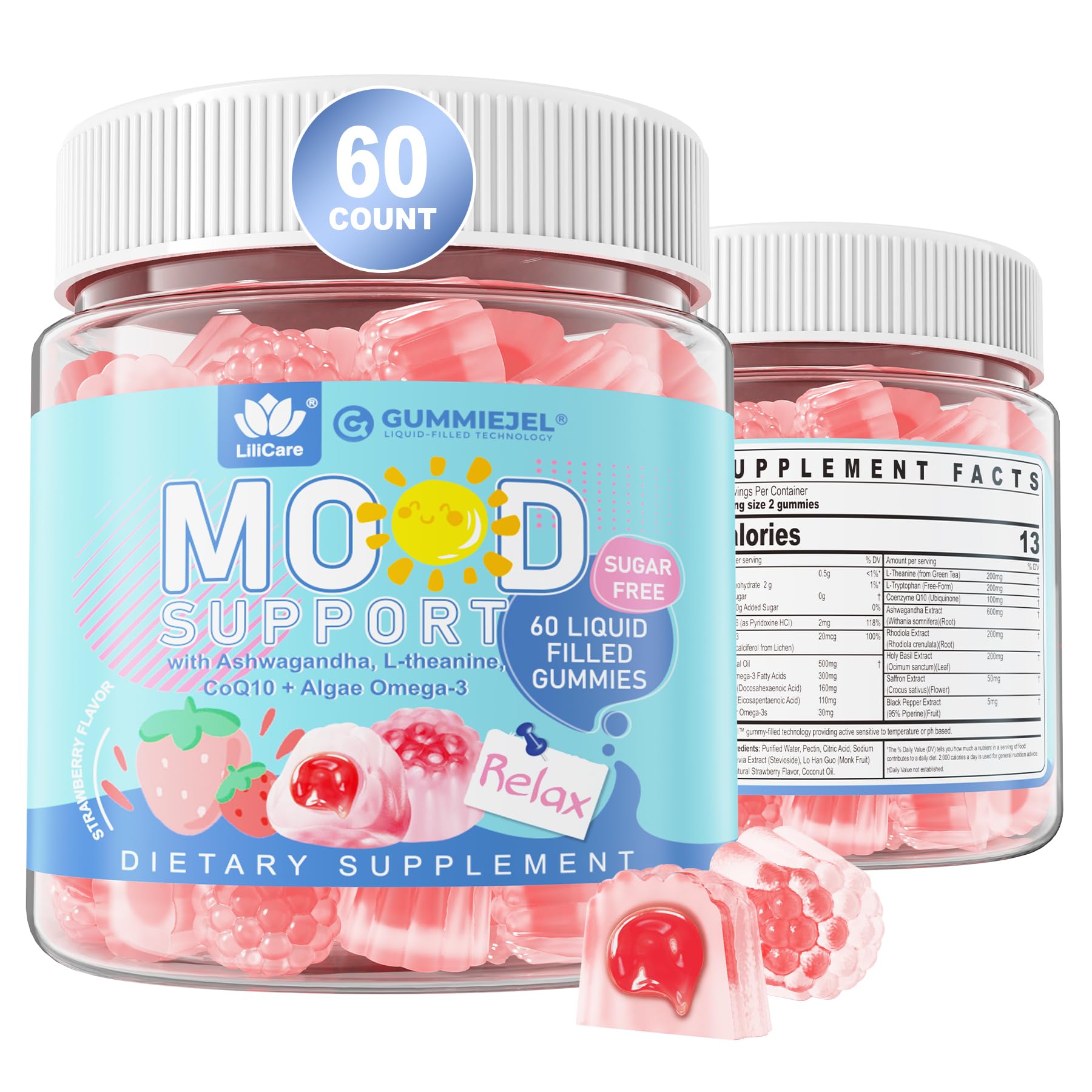 Amazon.com: Sugar Free Ashwagandha Calm Gummies with L-Theanine ...