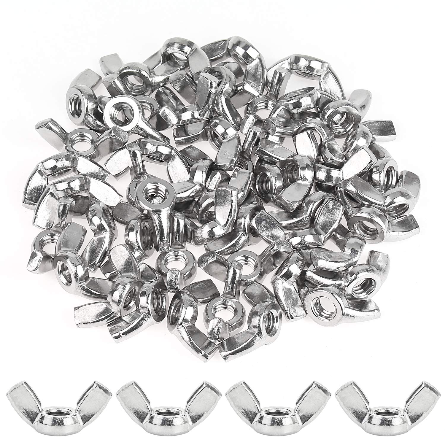 Amazon.com: Powlankou 50 Pieces 1/4"-20 Stainless Wing Nut, Stainless ...