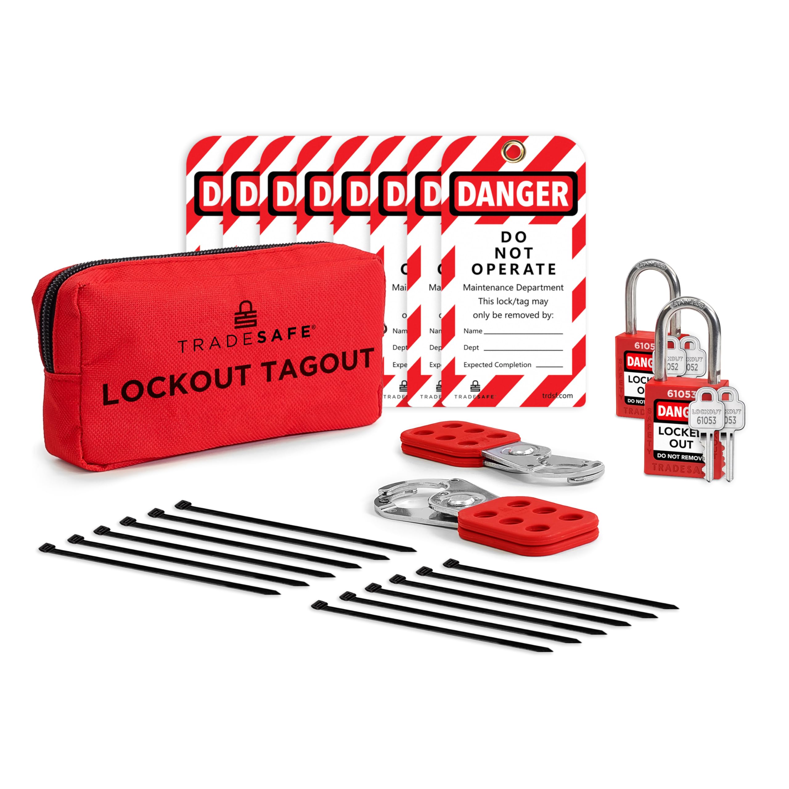 Tradesafe Lockout Tagout Kit With Hasps Lockout Tags Red Loto ...