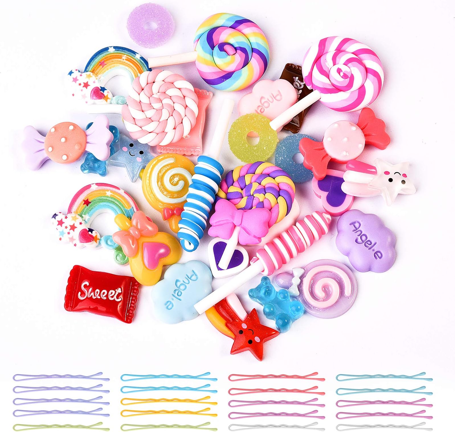Amazon.com: VIAILI SYMIE 50 Pcs Lollipop Resin Charms Candy Slime Beads ...