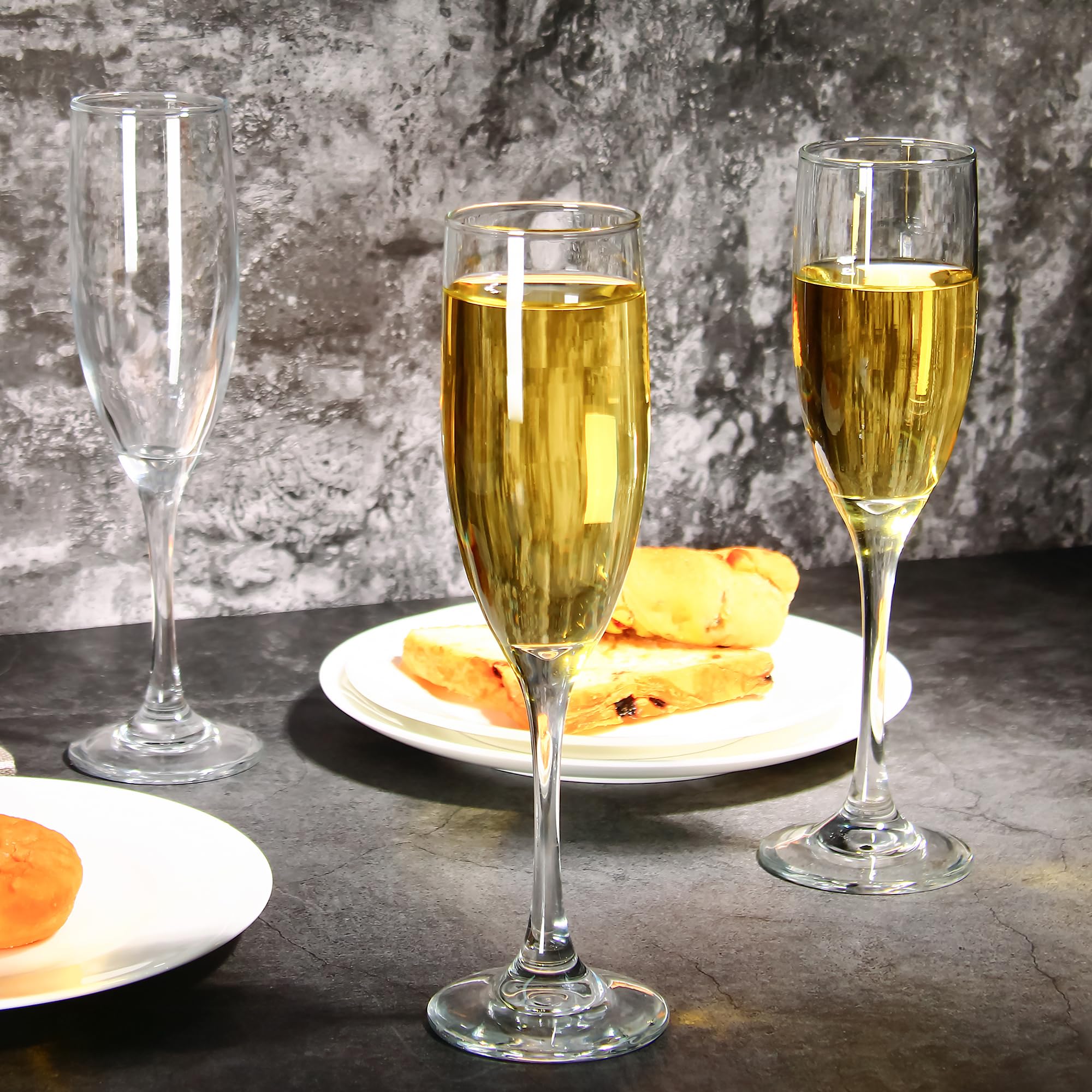 Snapklik.com : 6 Oz Classic Champagne Flutes Set Of 12, Elegant Stemmed ...