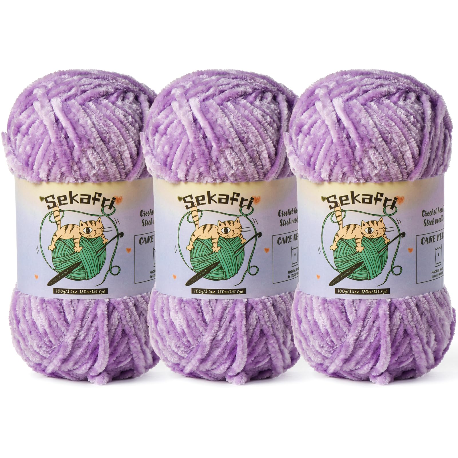 Amazon.com: 3 Pack Fuzzy Chenille Yarn for Crocheting,Velvet Baby ...