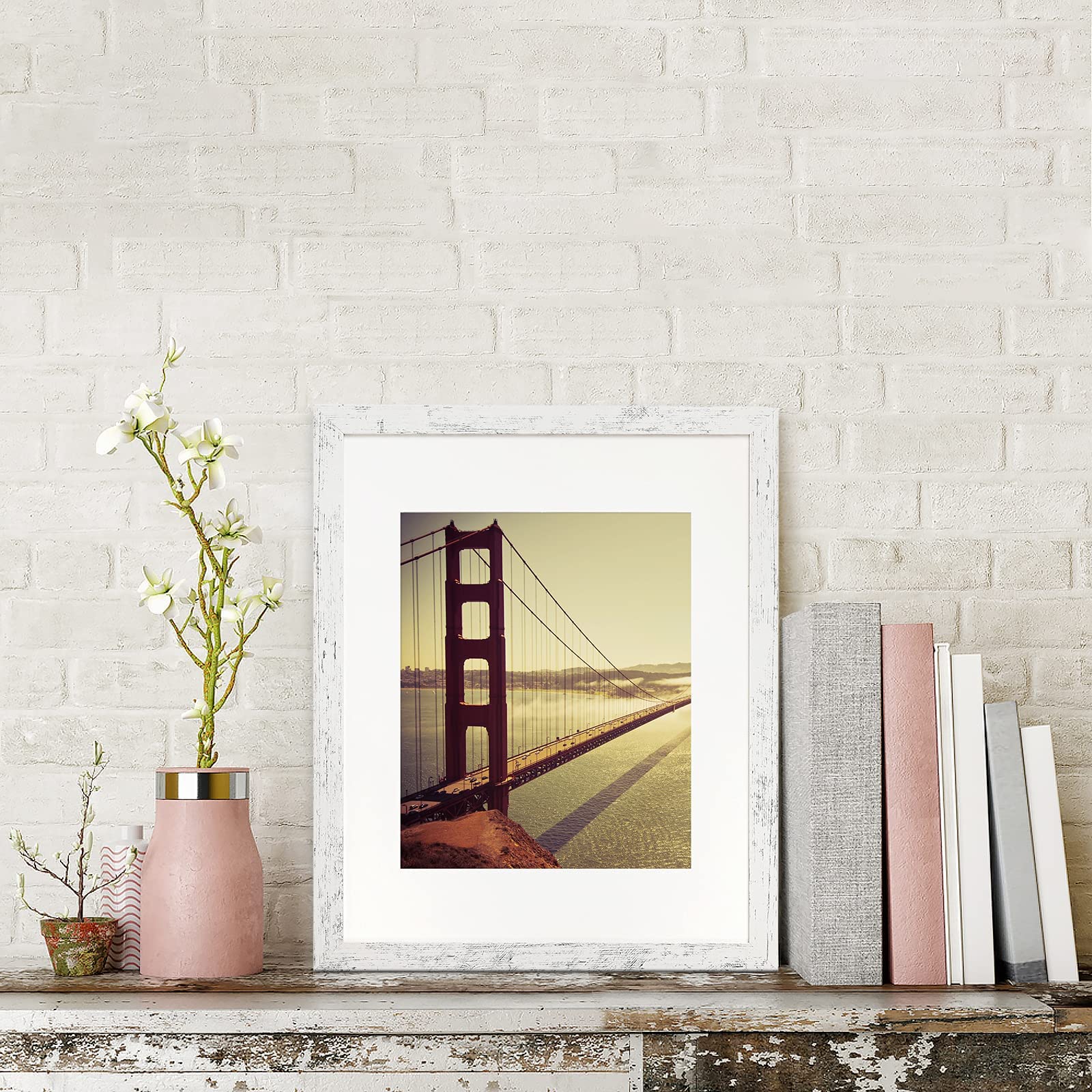 Snapklik.com : BAIJIALI 8x10 Picture Frame Distressed White Wood Pattern