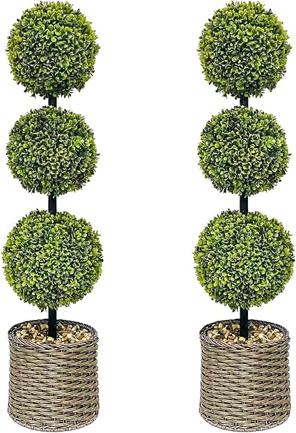 Amazon.com - ChrisXiao 3ft Artificial Triple Ball Boxwood Topiary Tree ...