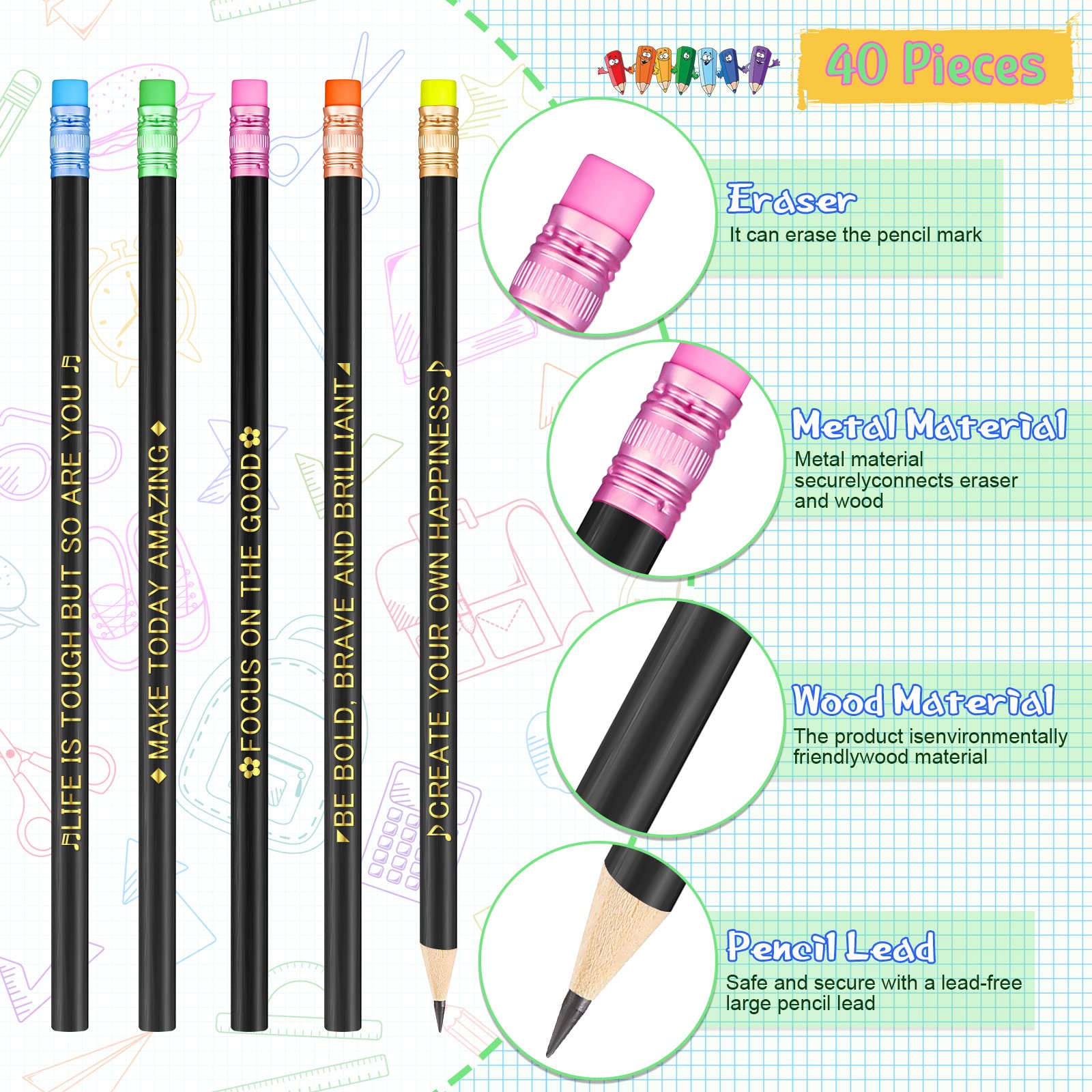 Snapklik.com : Eersida 40pcs Color Changing Mood Pencils Fun Pencils ...