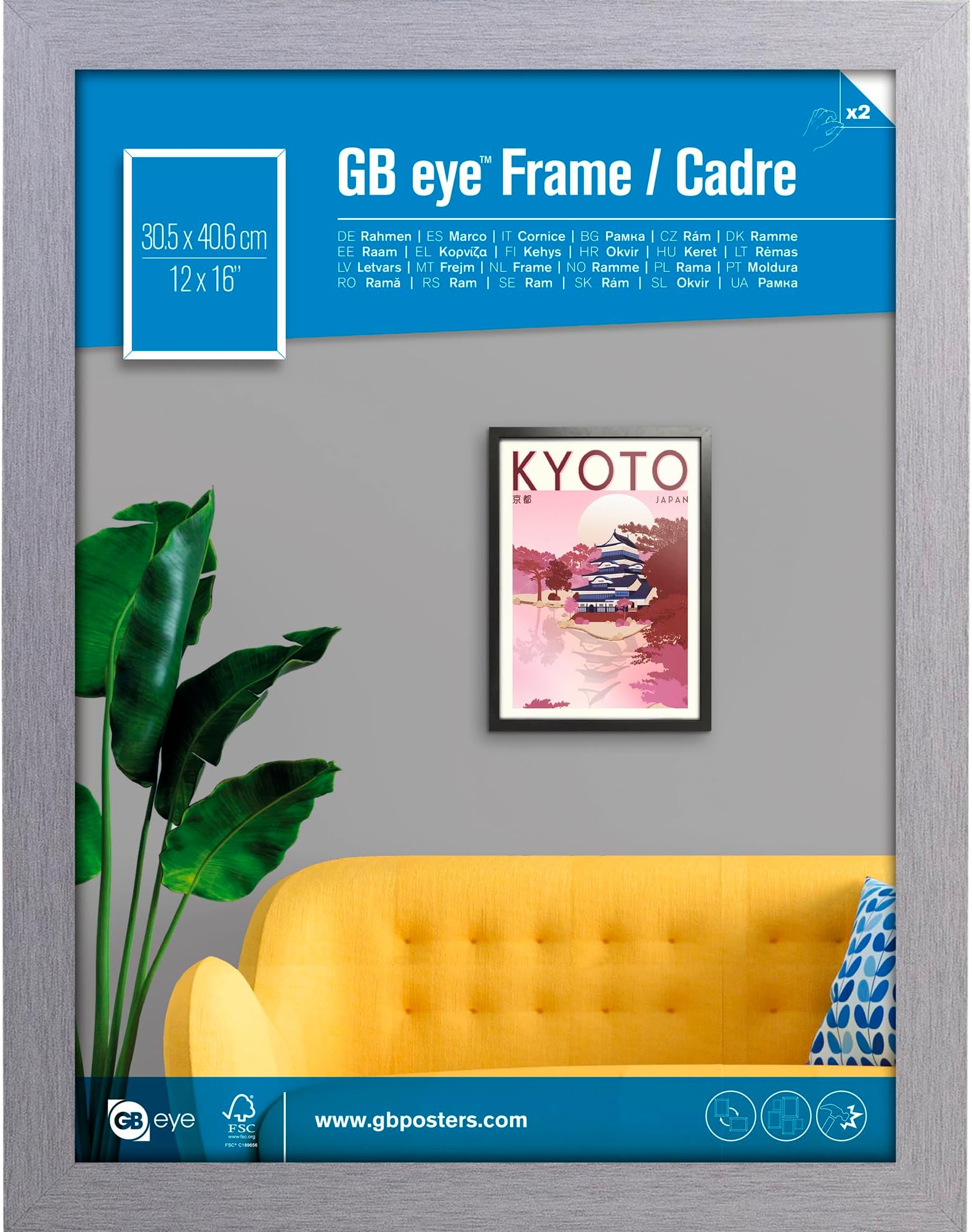 GB Eye Contemporary Wooden Silver Picture Frame - Chibi - 52 x 38cm ...