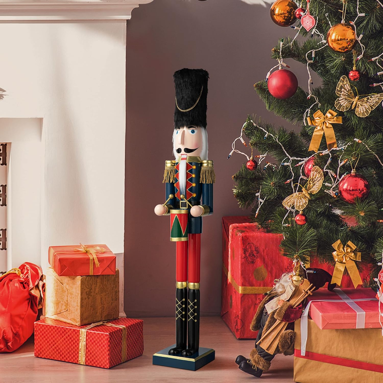Amazon.com: eUty 36" H Wooden Christmas Drummer Nutcracker Novelty ...