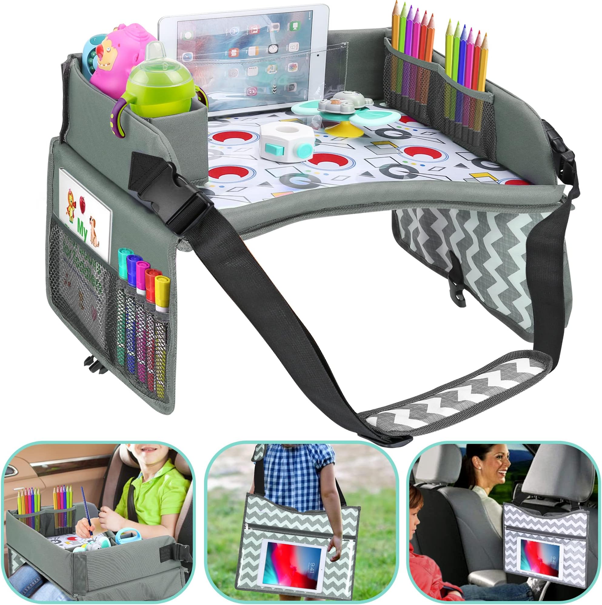 Amazon.com: Bold Route Kids Travel Tray | Travel Essentials & Organizer | Toddler Car Seat Tray ...