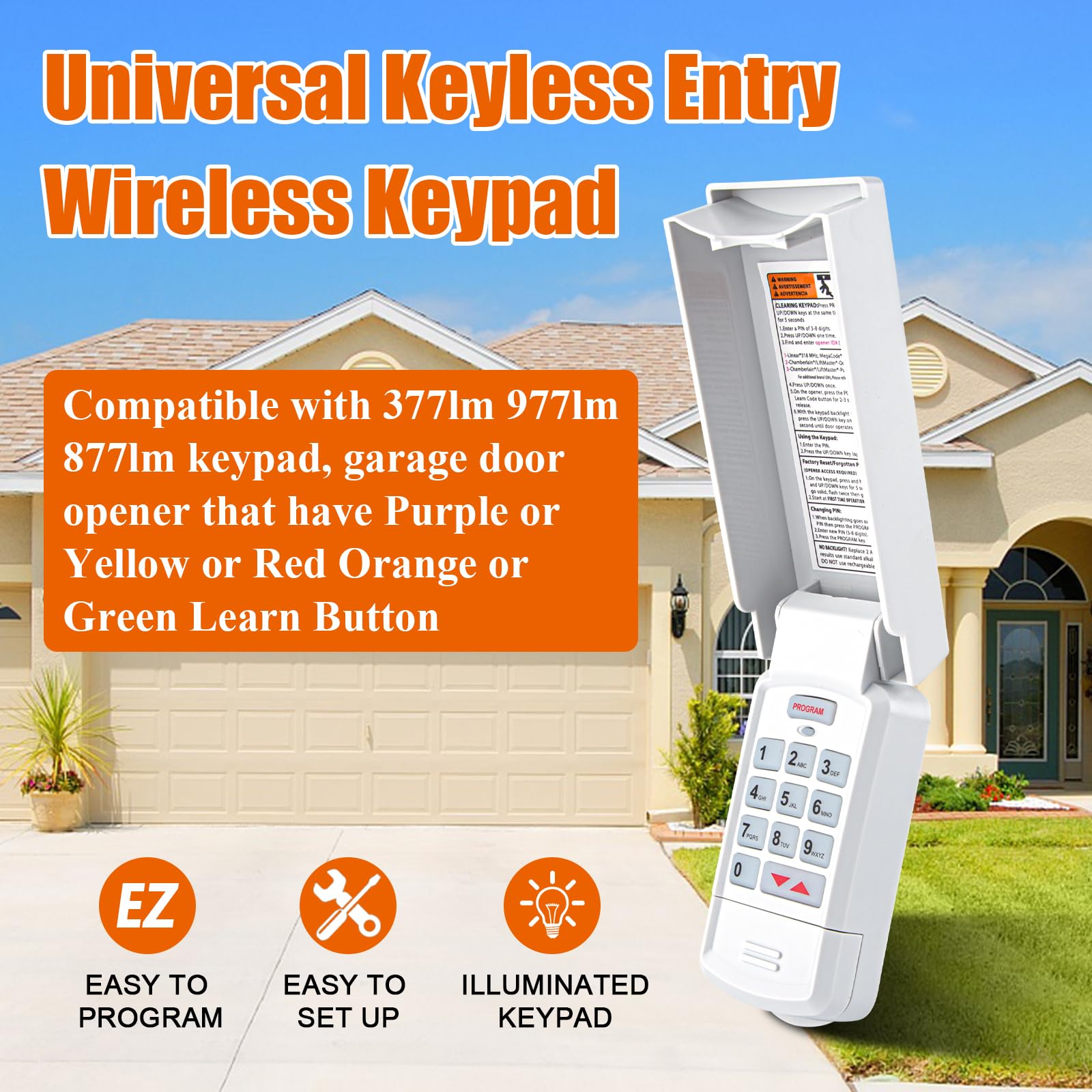 Snapklik.com : LAWOHO GUK-R Universal Wireless Garage Door Keypad ...