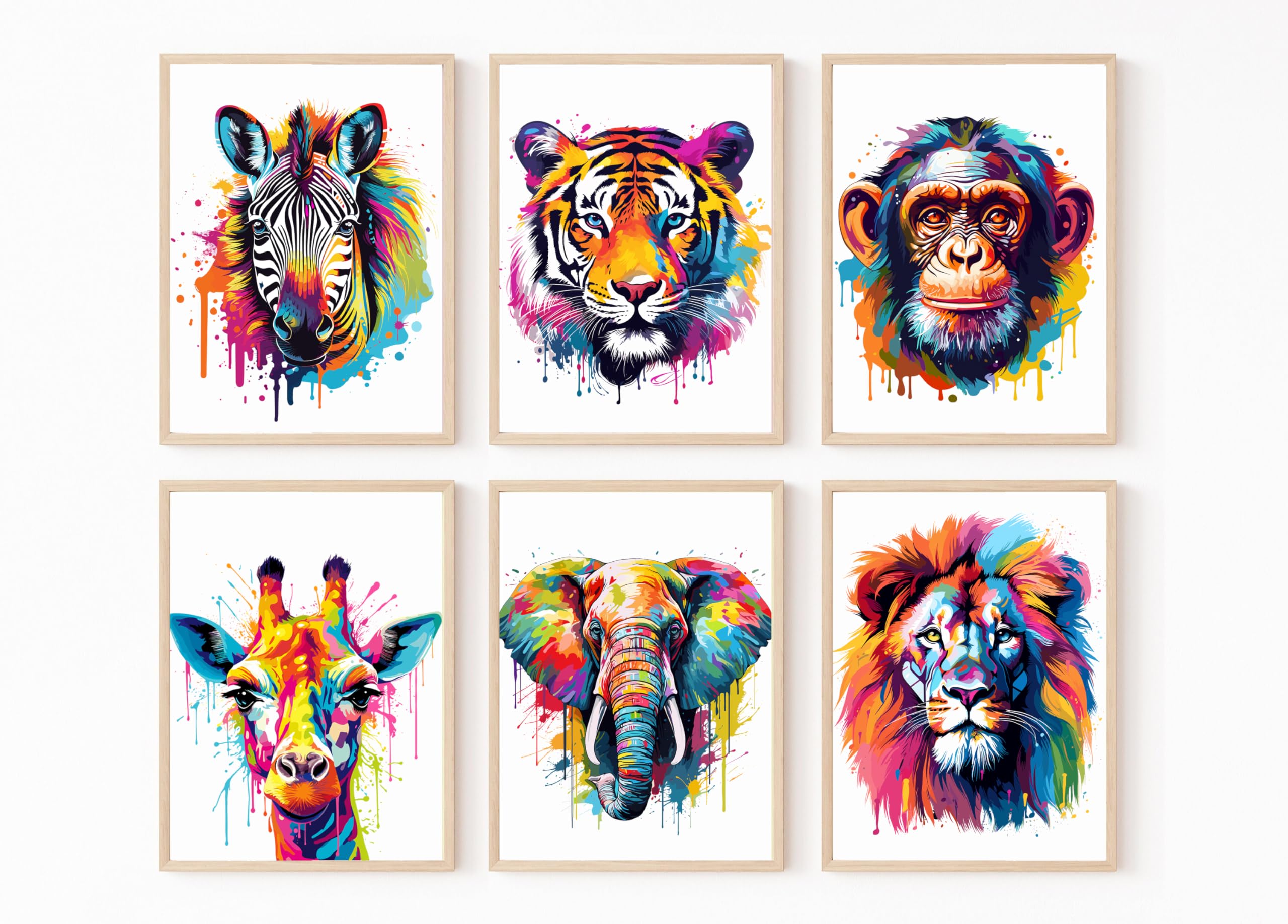 Hodge Creations Watercolour Safari Animals Set of 6 Unframed A4 Prints ...