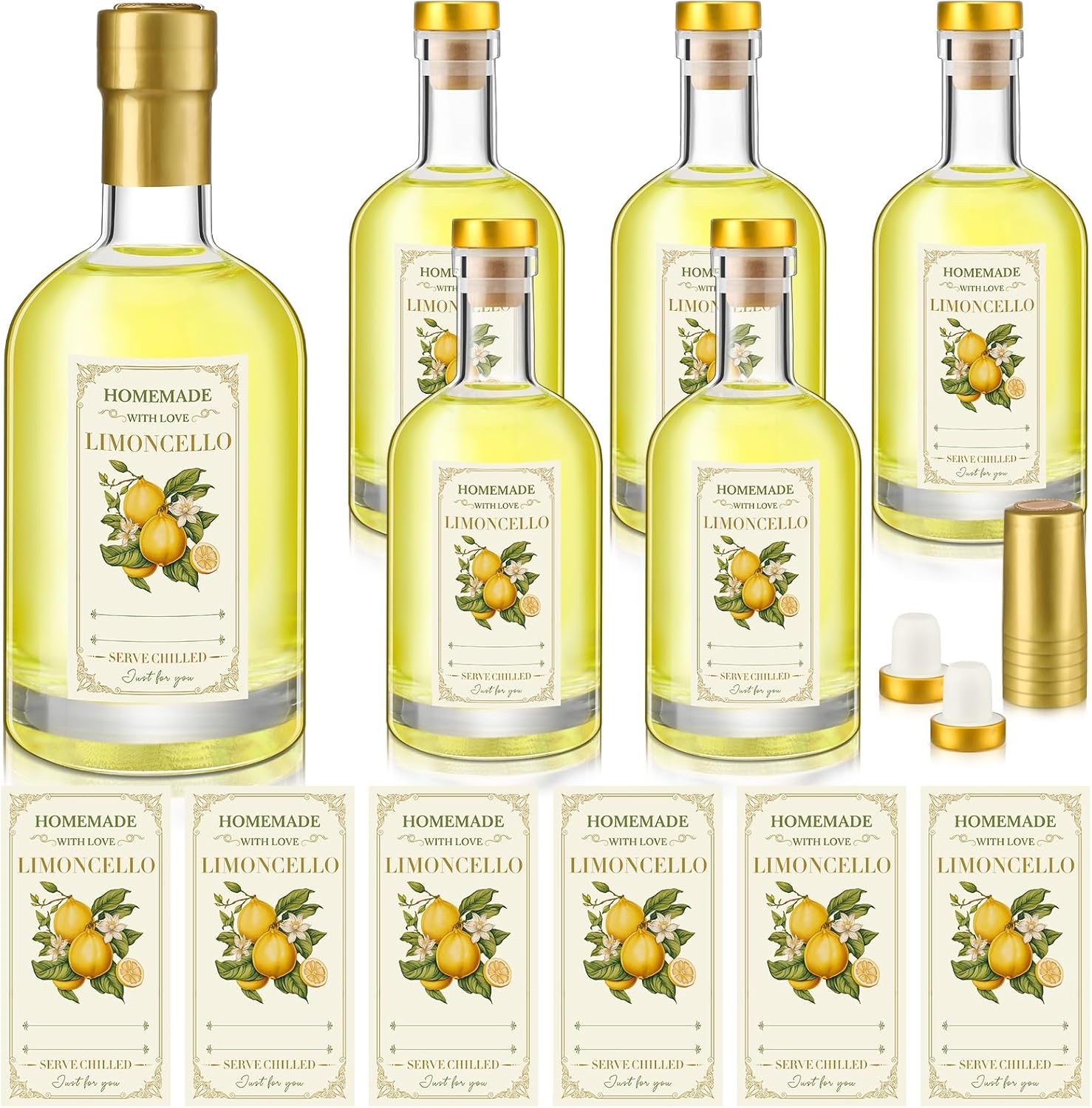 Amazon.com: Funnymoom 6 Set 12.7 oz Limoncello Glass Bottles Gift with ...