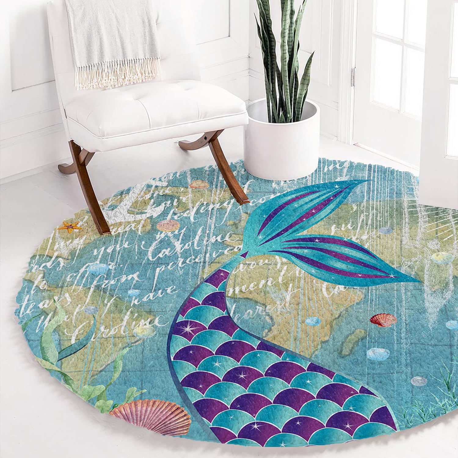 Amazon.com: Fluffy Round Area Rug Shaggy Circle Carpet for Bedroom ...