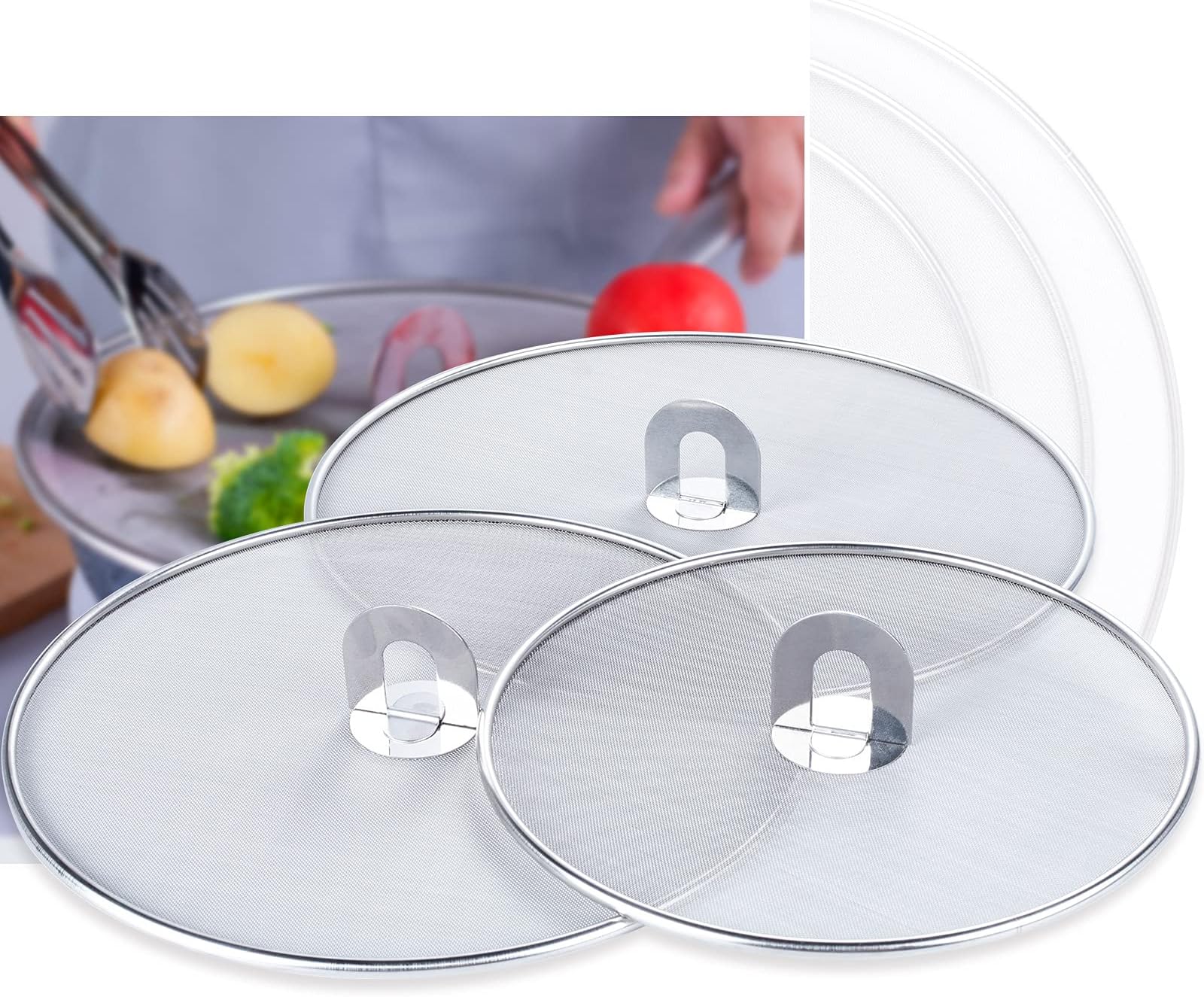 Amazon.com: Stainless Steel Splatter Screen Mesh Pan Pot Lid Cover Oil ...
