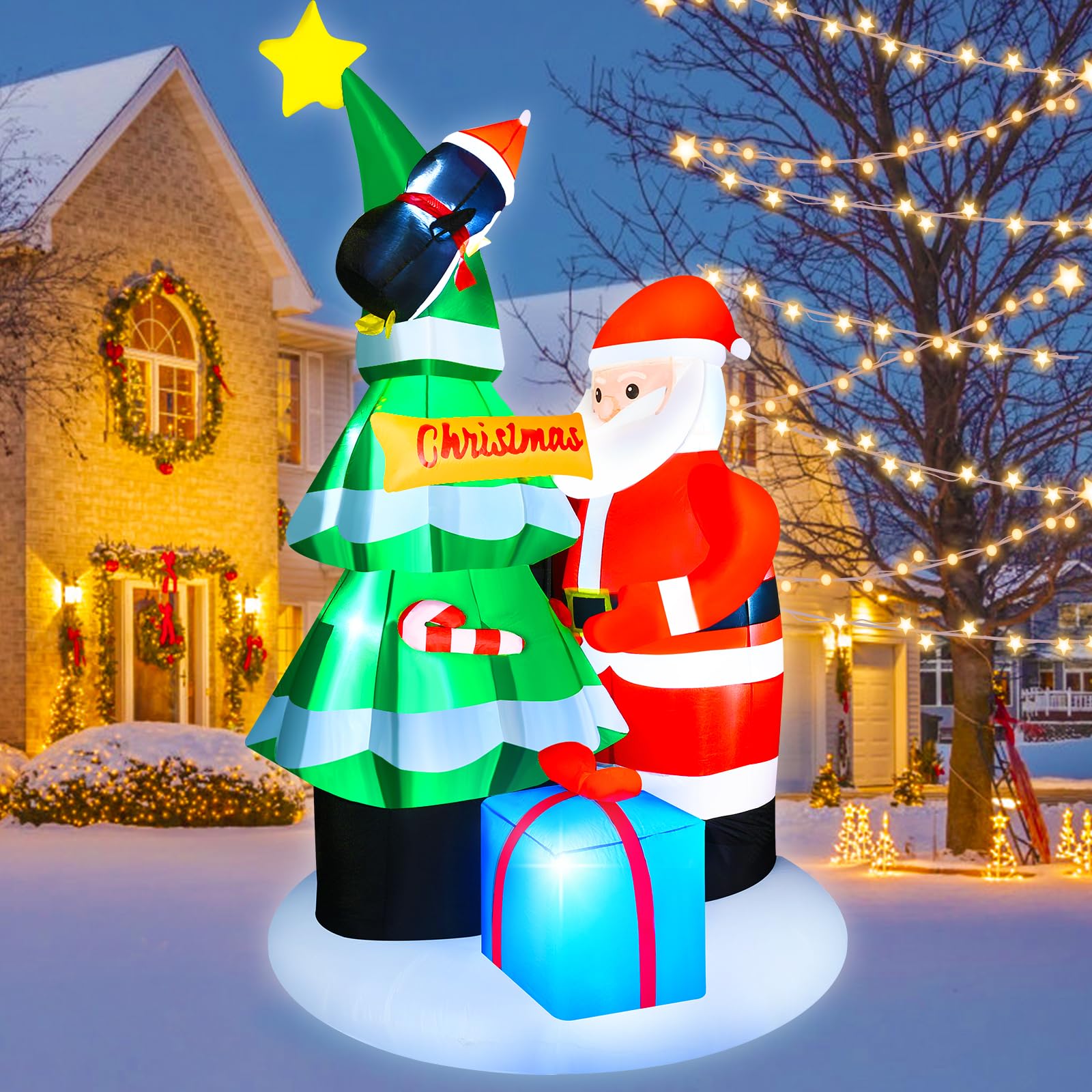 Amazon.com: 8 FT Christmas Inflatables, Christmas Tree Santa ...