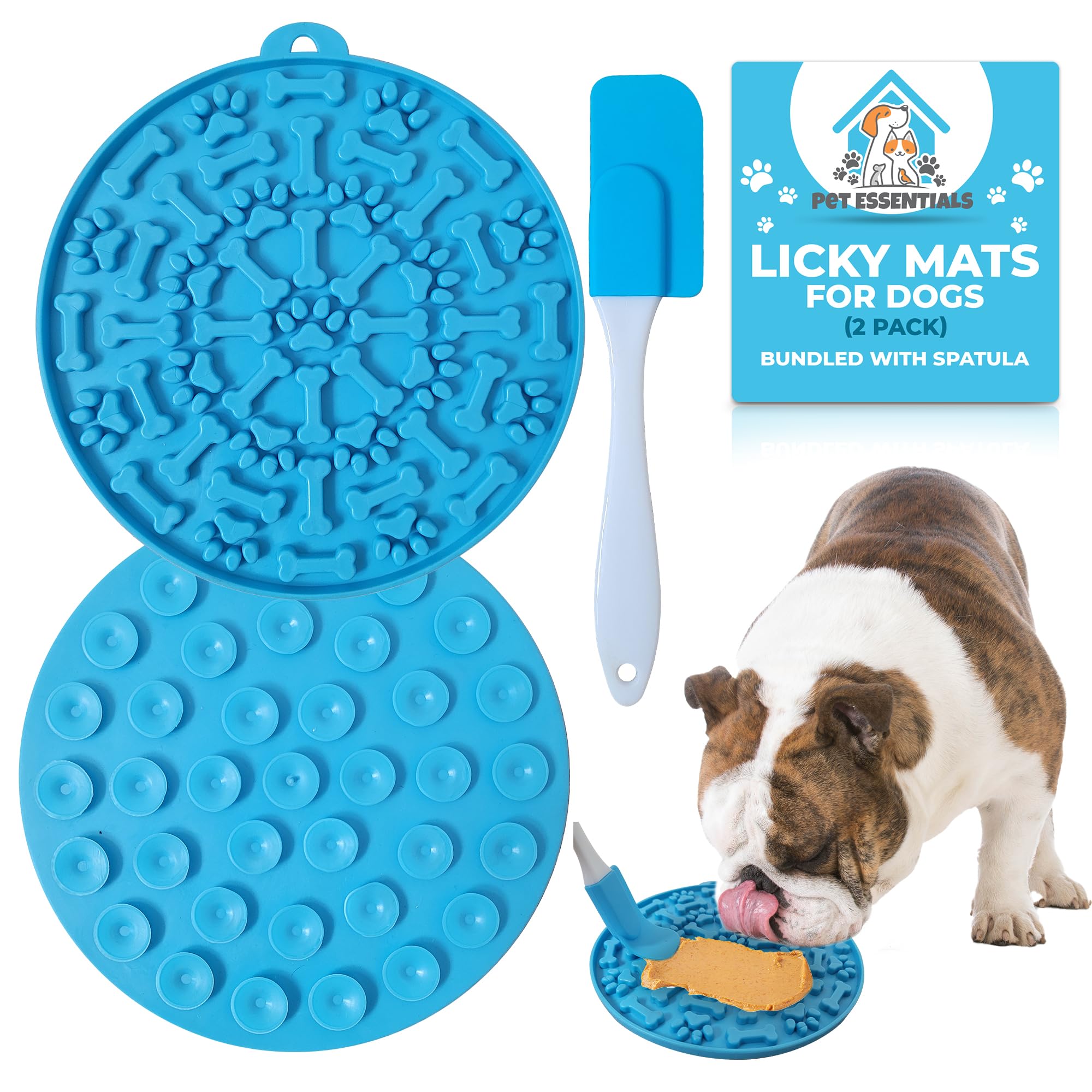 2pk Dog Licky Mat and Spatula | Lick Mats for Dogs Puppy, Easy-to-Clean ...