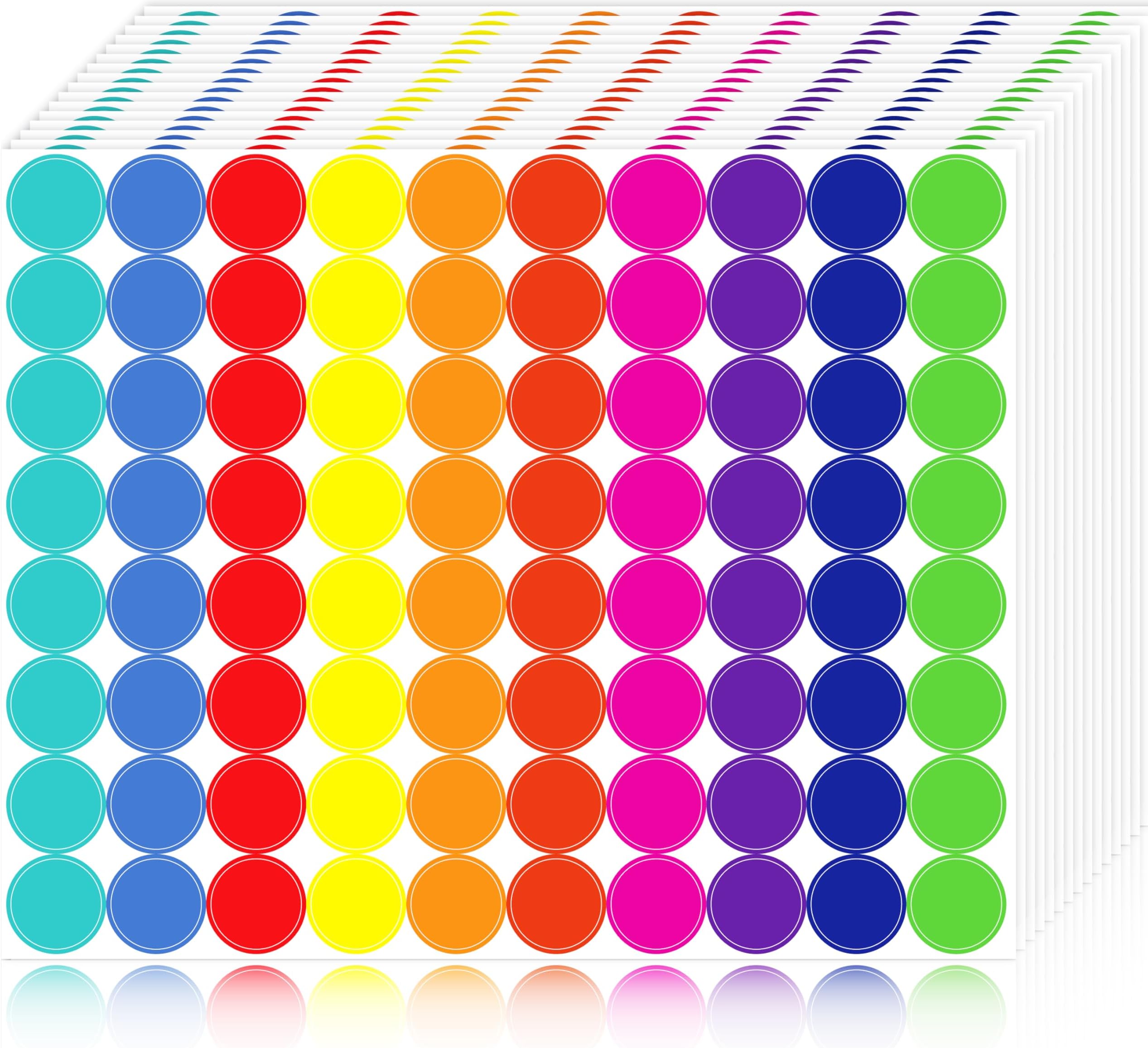 Amazon.com : 1600 Pcs Color Dot Stickers - 3/4" Round Coded Labels for ...