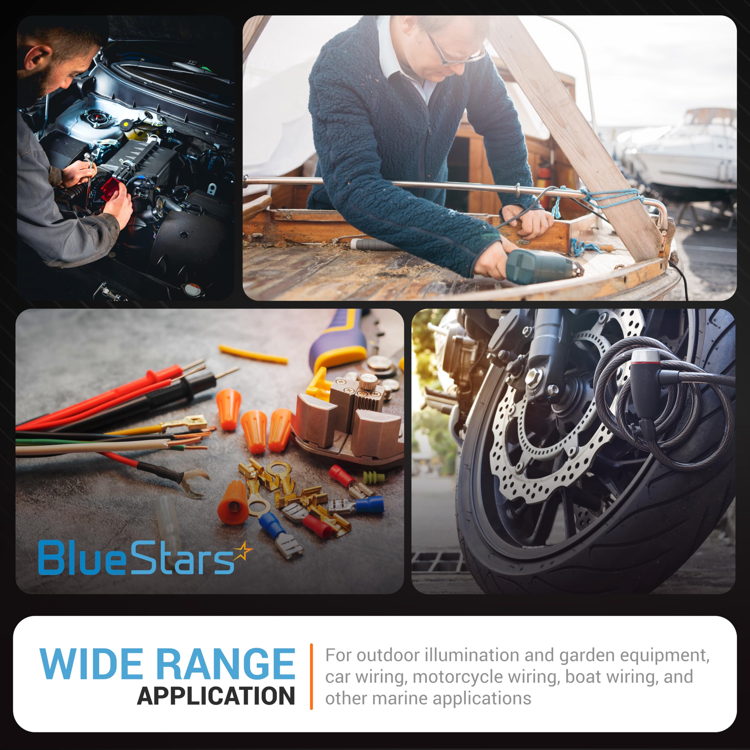 Snapklik.com : BlueStars 100 PCS Blue Flag Spade Terminals Female, AWG ...