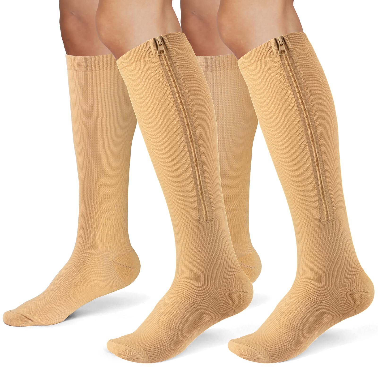 Amazon.com: FOFLORA Zipper Compression Socks for Women & Men 2 Pairs,15 ...